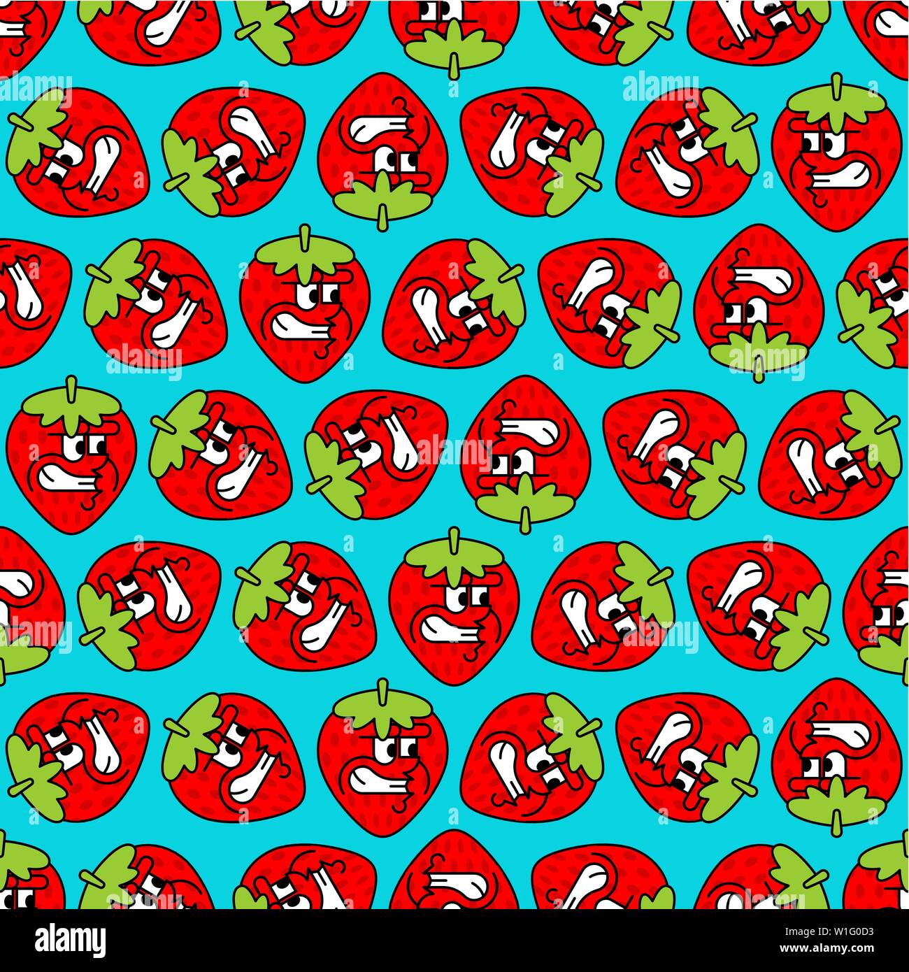 Angry strawberry pattern seamless. Evil berry background. fruit Vector ...