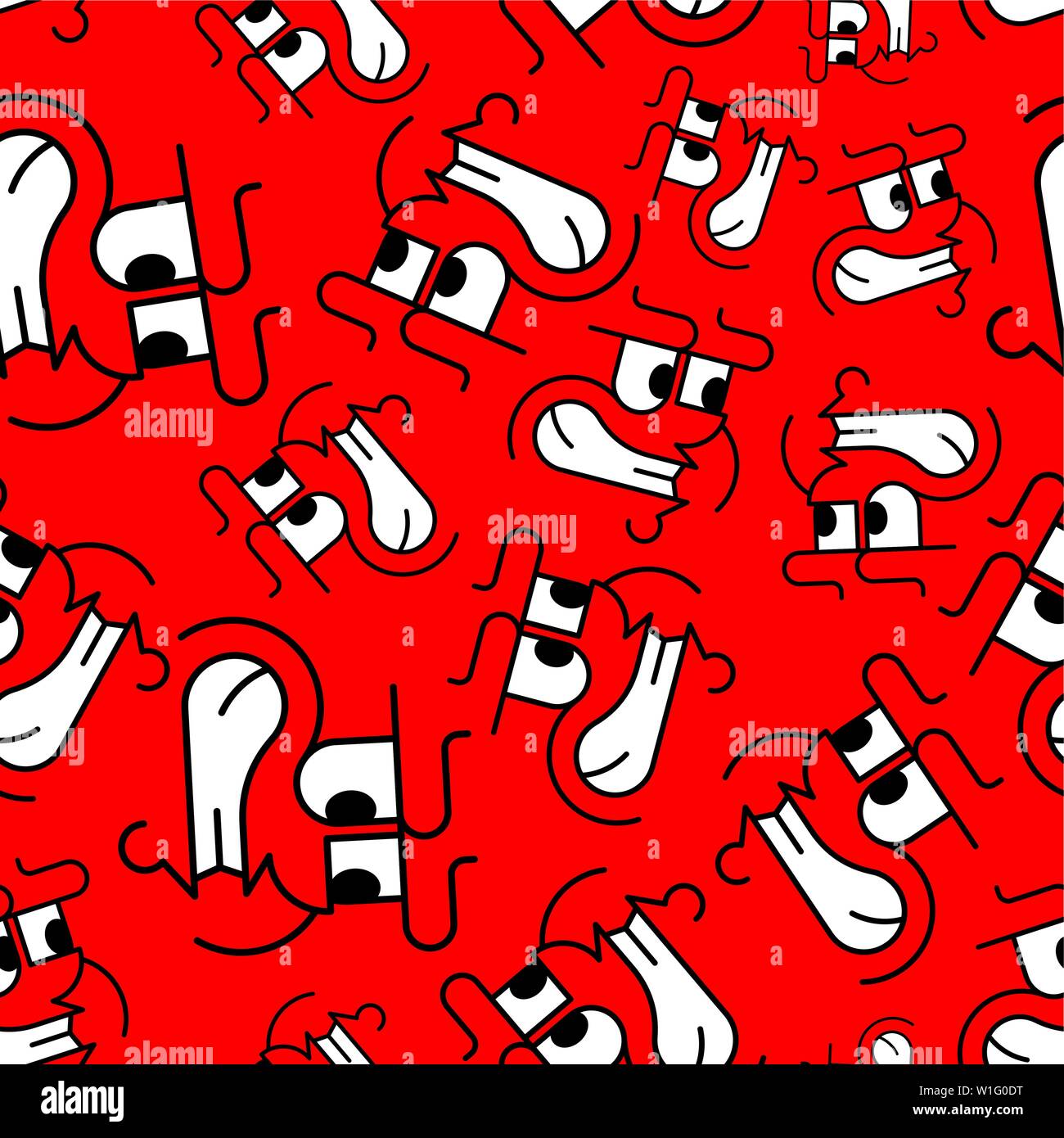 Angry face pattern seamless. Evil red head background. Vector texture ...