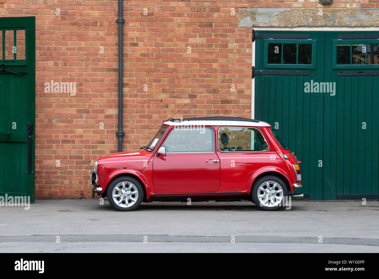 1997 Mini Cooper outside a workshop at Bicester Heritage Centre super ...
