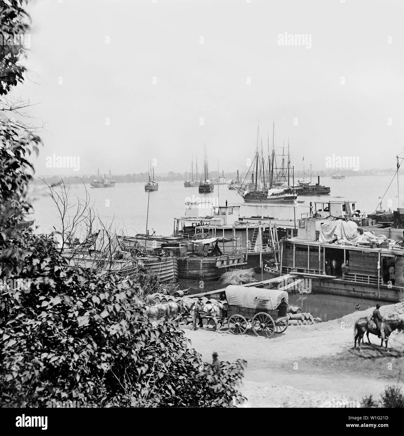 View of Waterfront with Federal Supply Boats, Siege of Petersburg ...