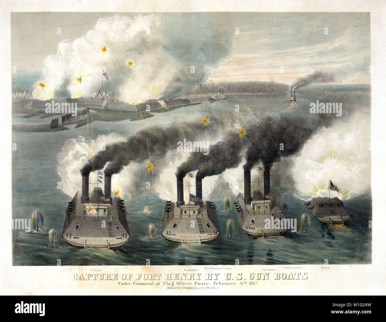 Capture of Fort Henry by U.S. Gun Boats under the Command of Flag ...