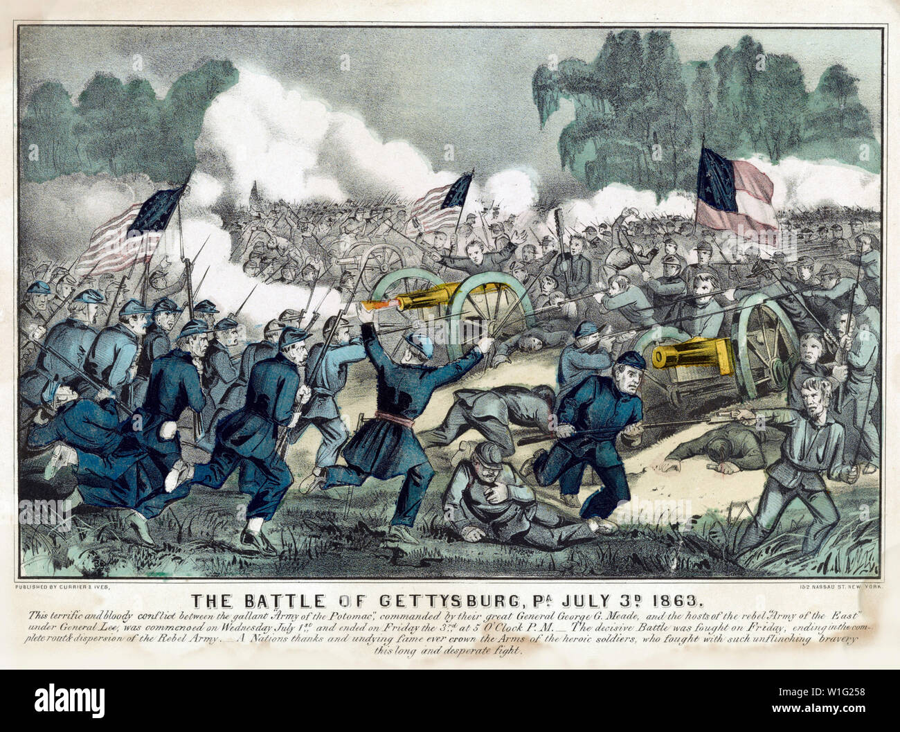 The Battle of Gettysburg, PA, July 3rd, 1863, Lithograph, Currier ...