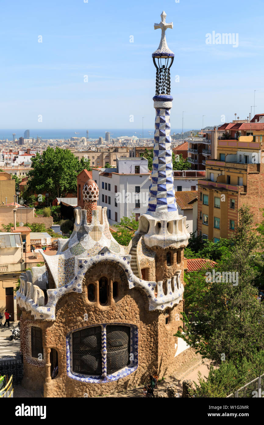 Casa del Guarda exterior, Park Guell, Barcelona, Spain, Europe Stock ...