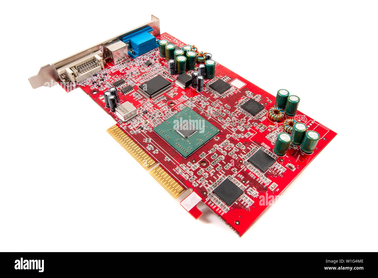Close view of a computer graphic card isolated on a white background ...