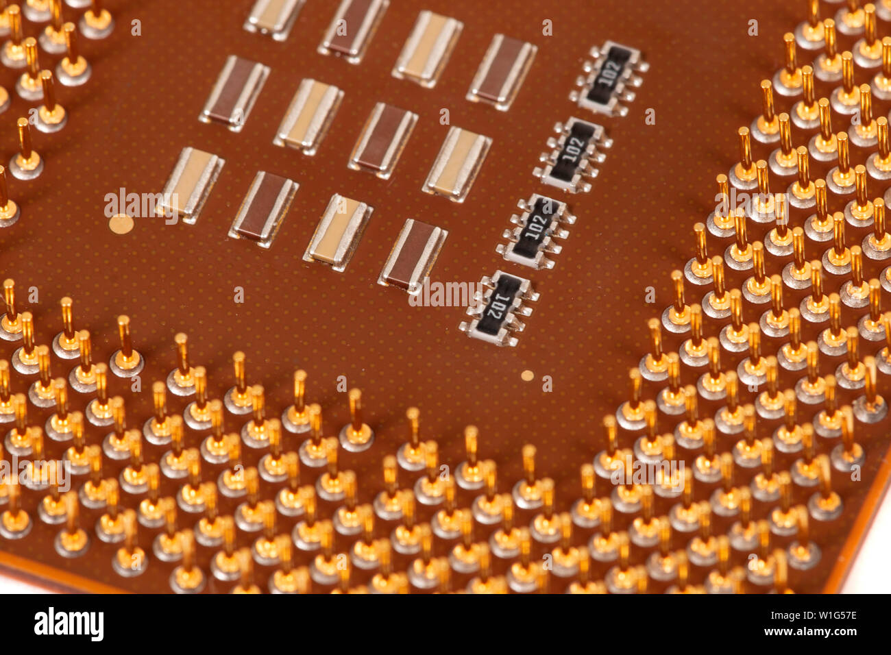 Close up view of a computer cpu (central processing unit) chip Stock Photo - Alamy