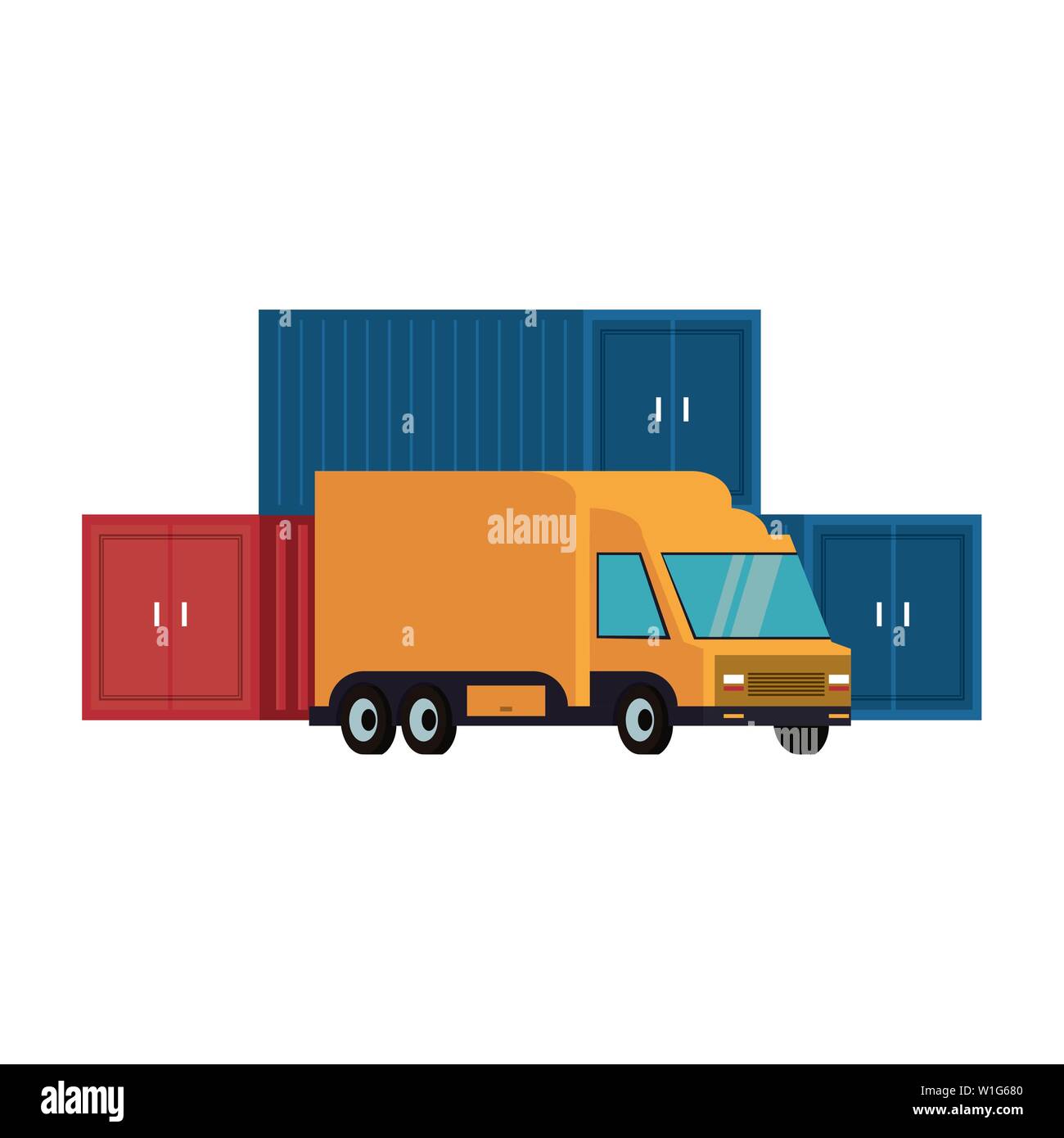 Delivery van with containers isolated Stock Vector Image & Art - Alamy