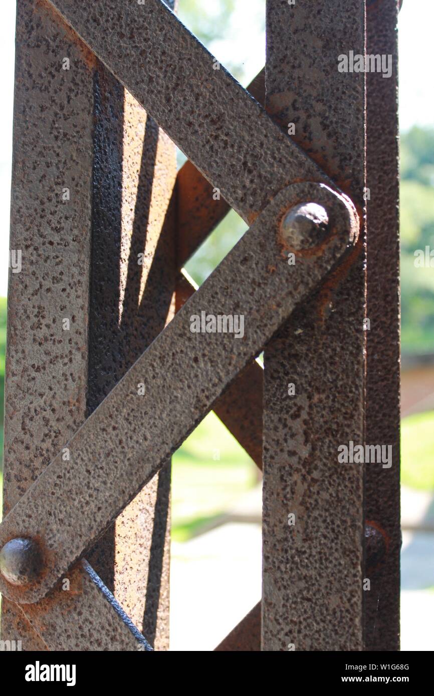 Old metal supports at an historical military outpost Stock Photo - Alamy