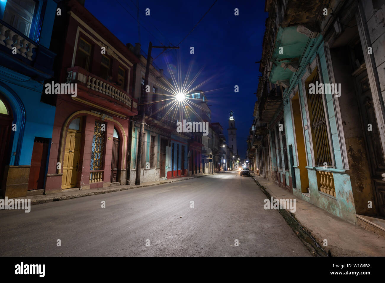 Street view of the residential neighborhood in the Old Havana City ...