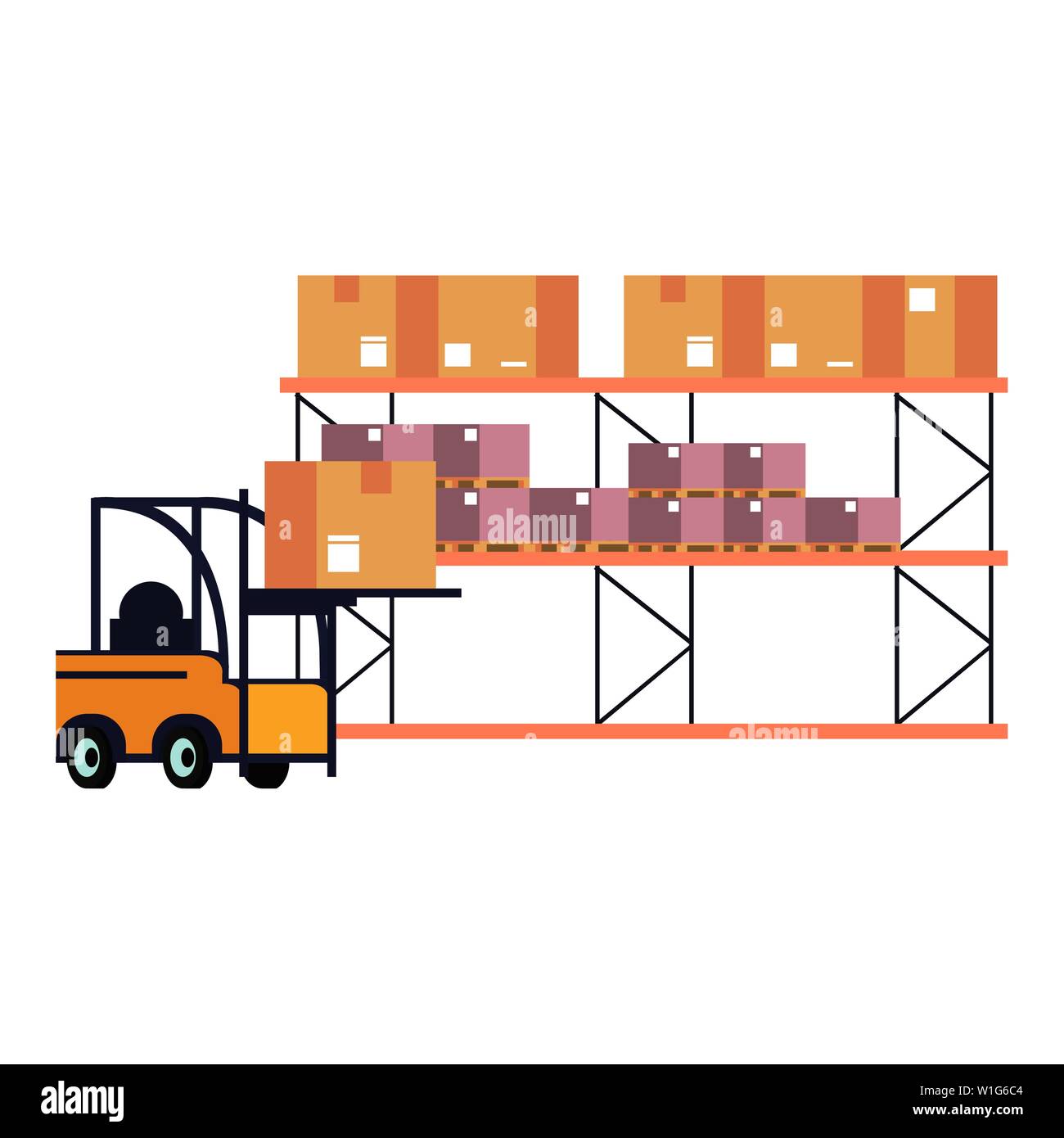 Warehouse and shipping forklift with cargo Stock Vector Image & Art - Alamy