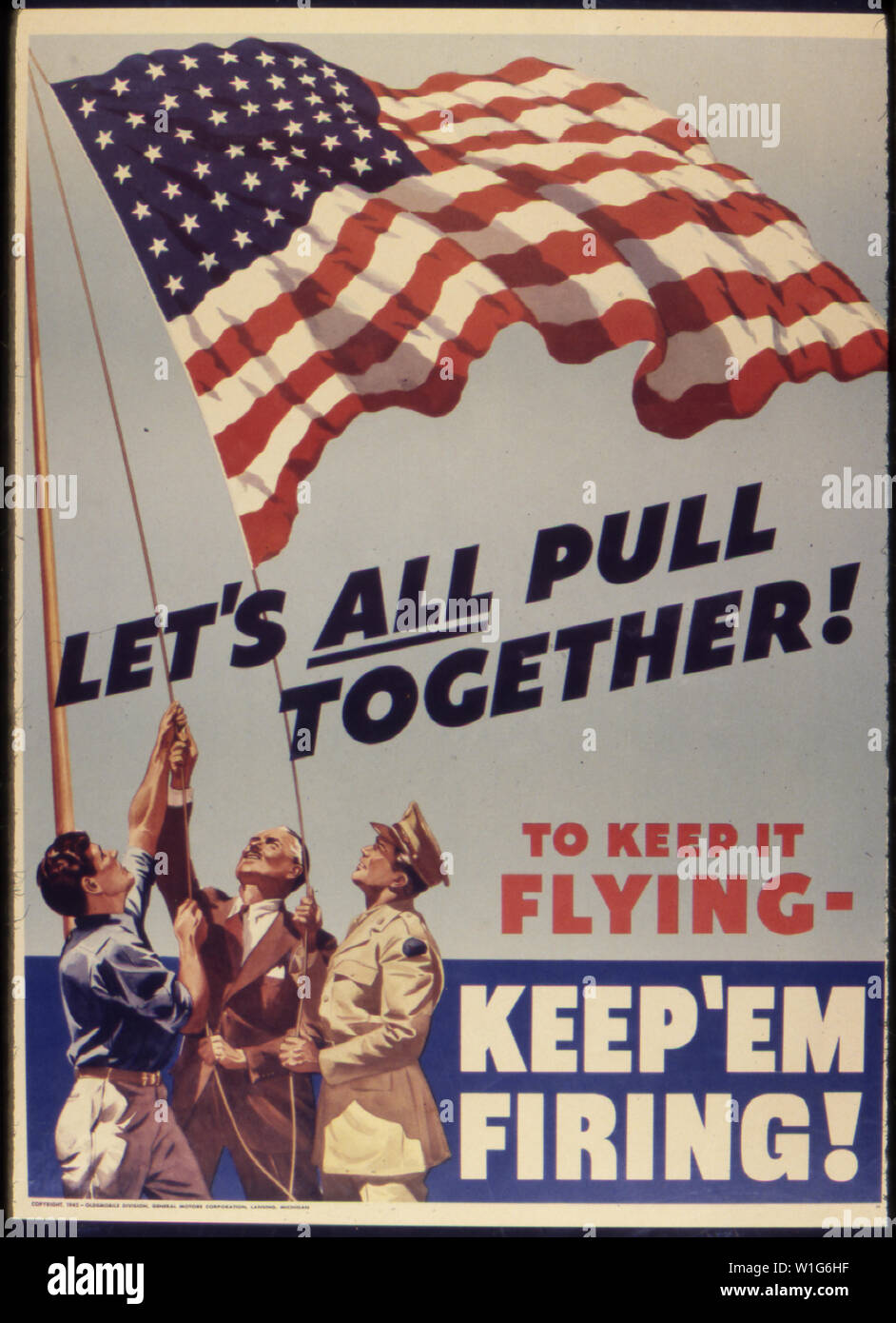 Let's all pull together! To keep it flying - Keep `em firing! Stock ...