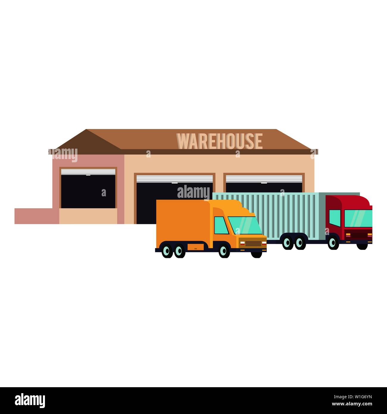 Warehouse storage building with cargo trucks Stock Vector Image & Art ...