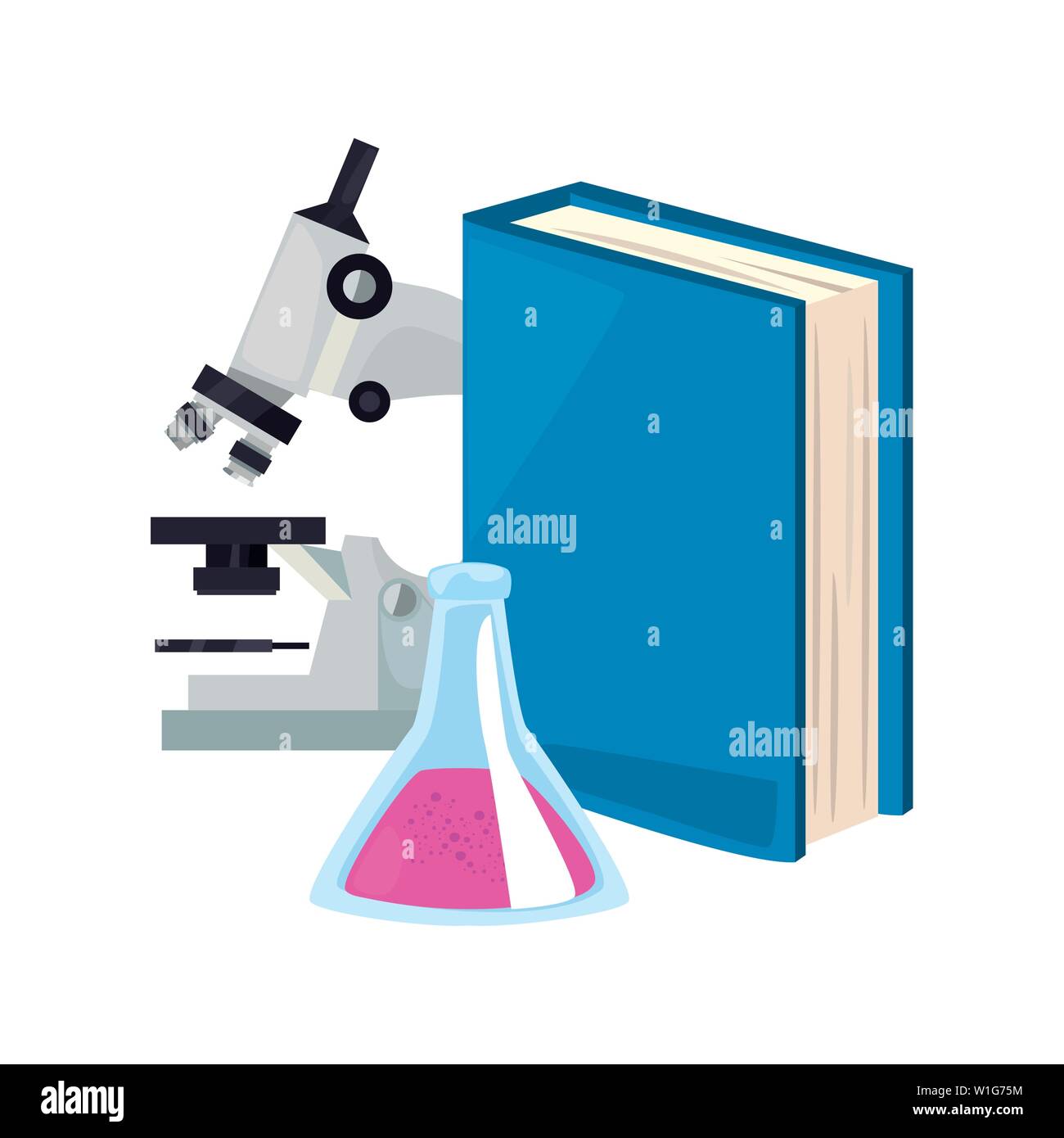 book microscope and test tube back to school vector illustration Stock ...