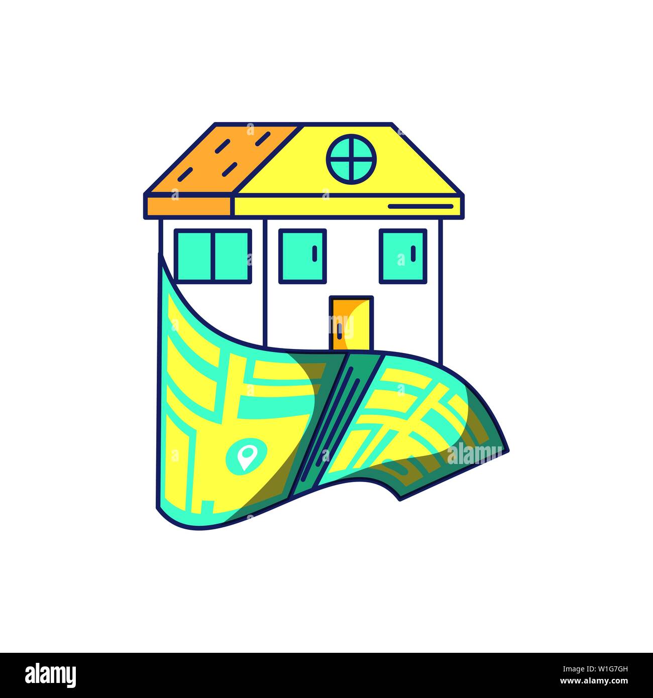 house facade with map guide vector illustration design Stock Vector ...