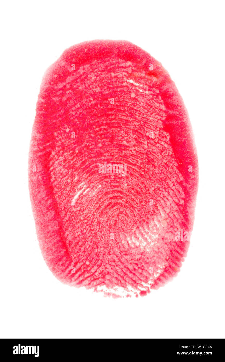 Close up view of a finger print on red spray paint Stock Photo - Alamy