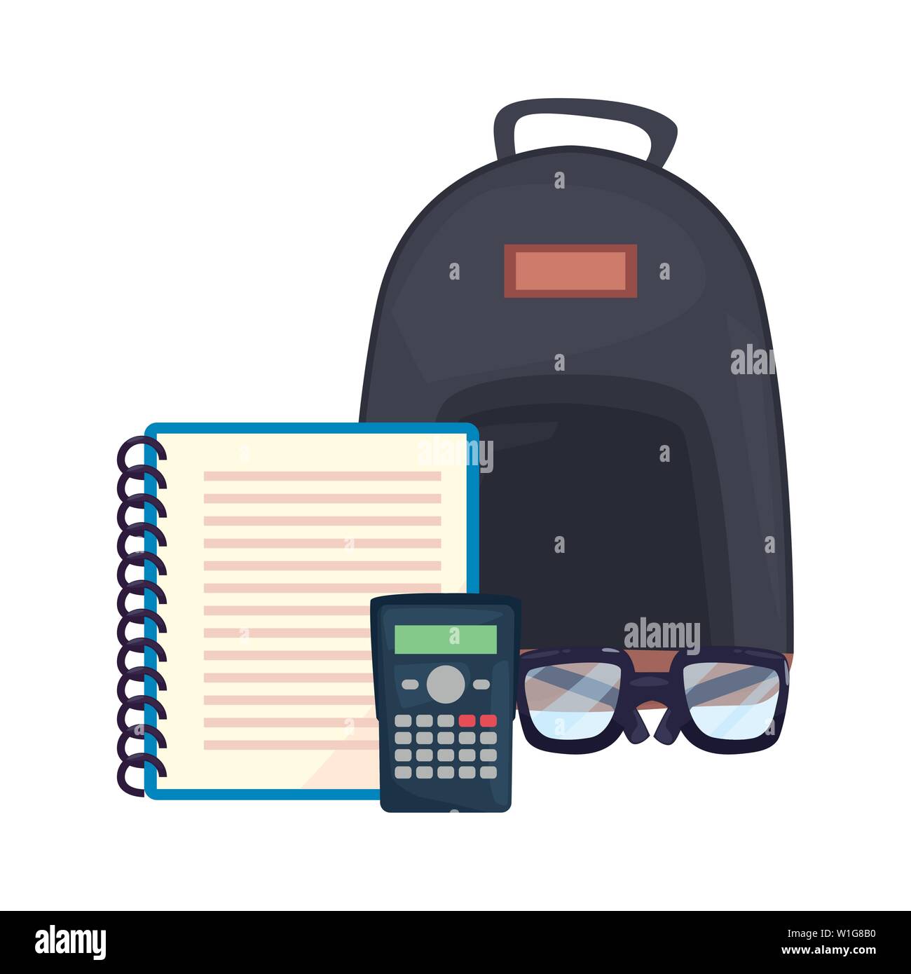 backpack notebook calculator back to school vector illustration Stock ...