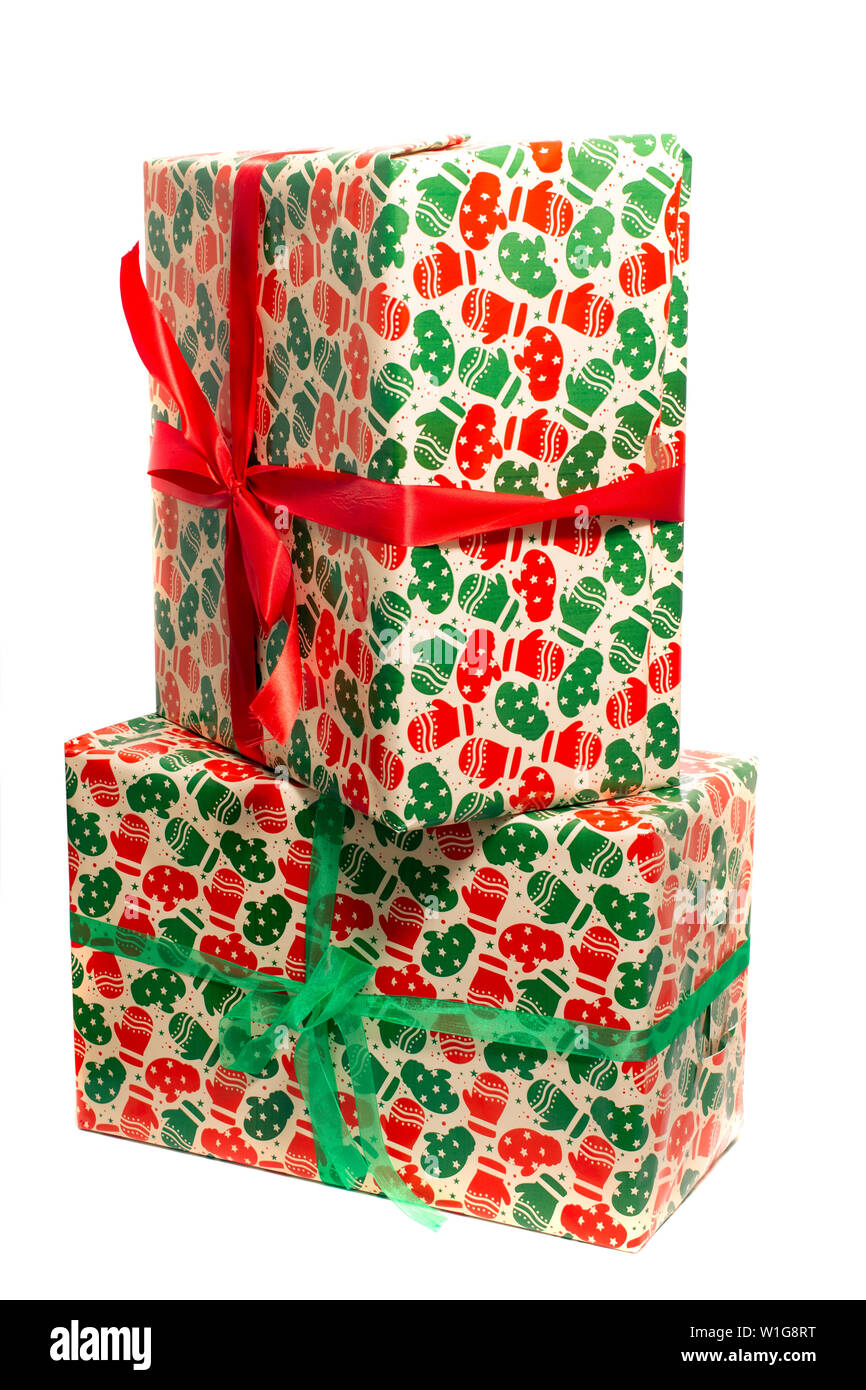 Two birthday christmas presents Cut Out Stock Images & Pictures - Alamy