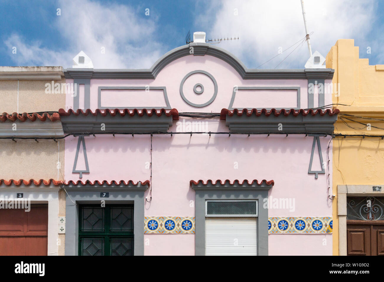 View of the typical beautiful architecture on buildings of portuguese ...