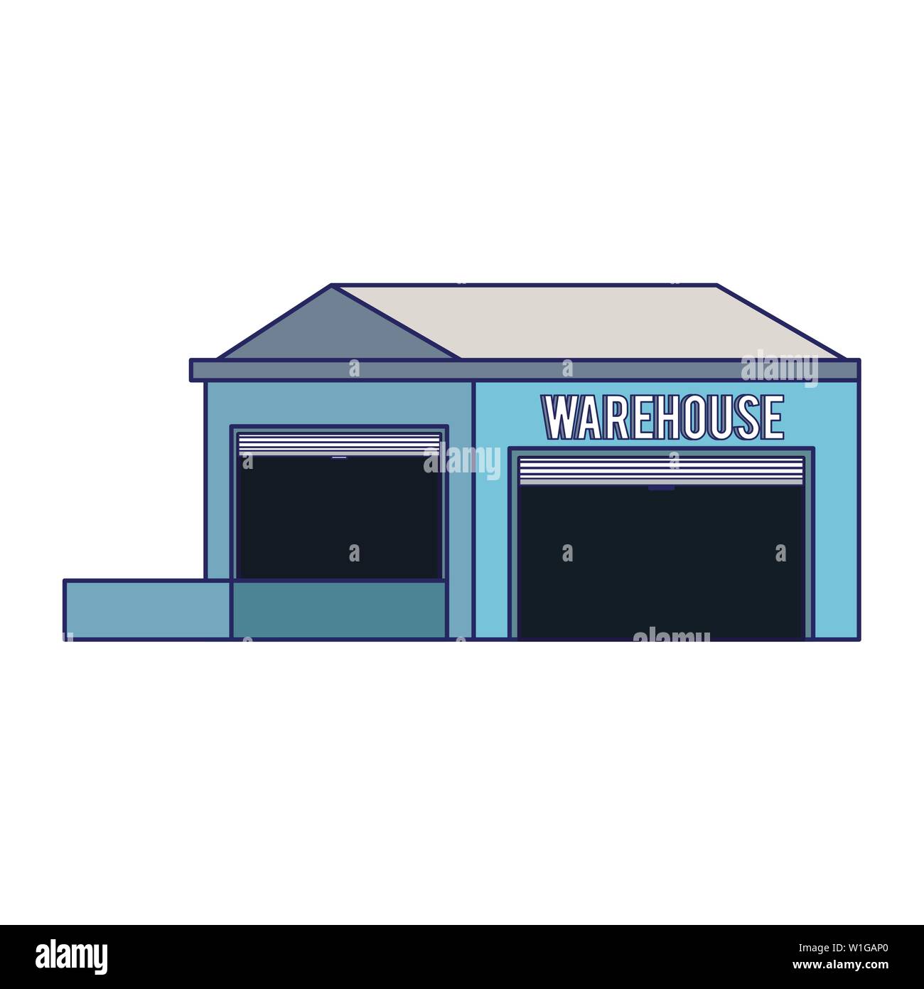 Warehouse storage building empty isolated blue lines Stock Vector Image ...