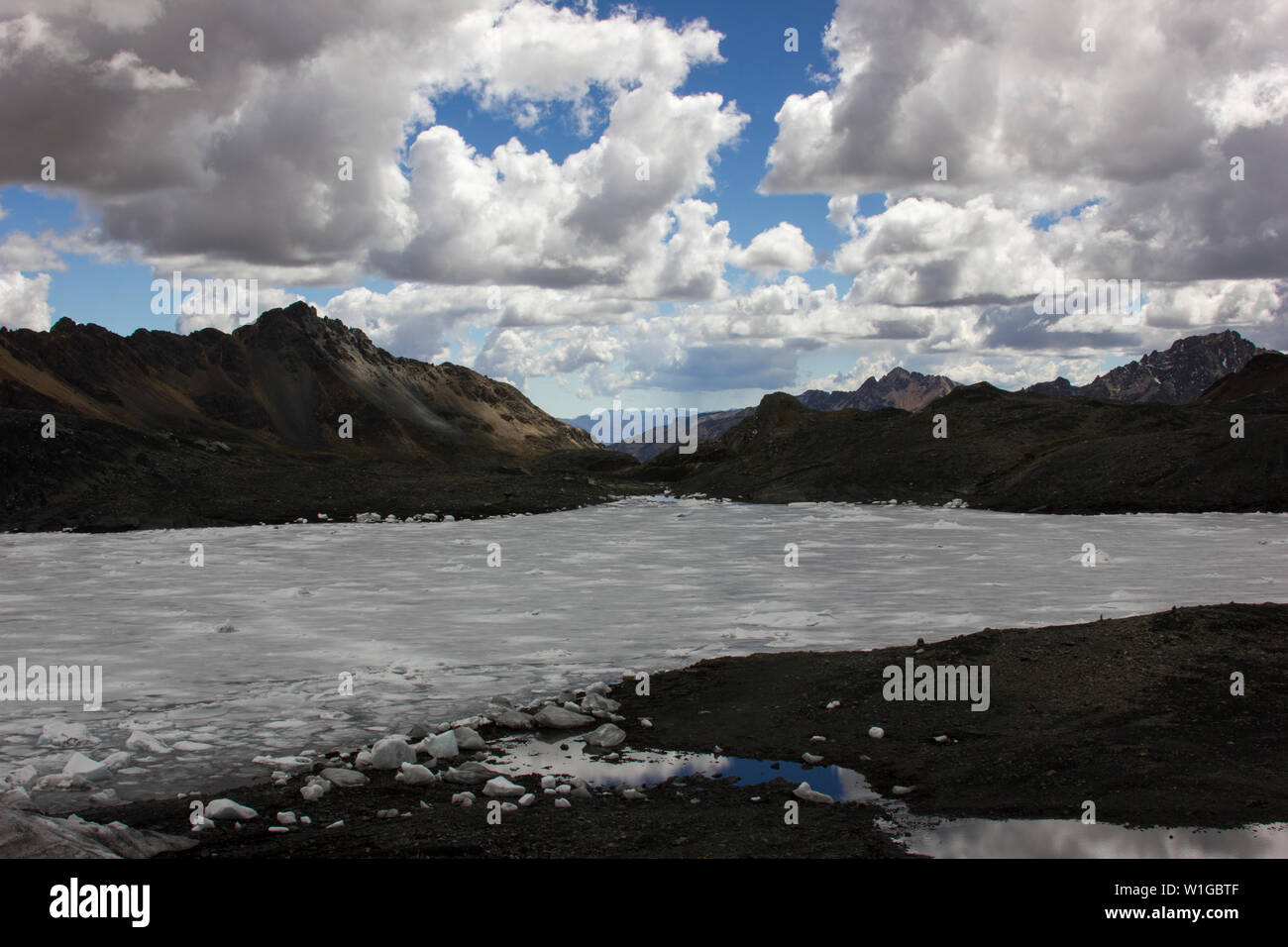 mountain landscape lake snow water Stock Photo - Alamy