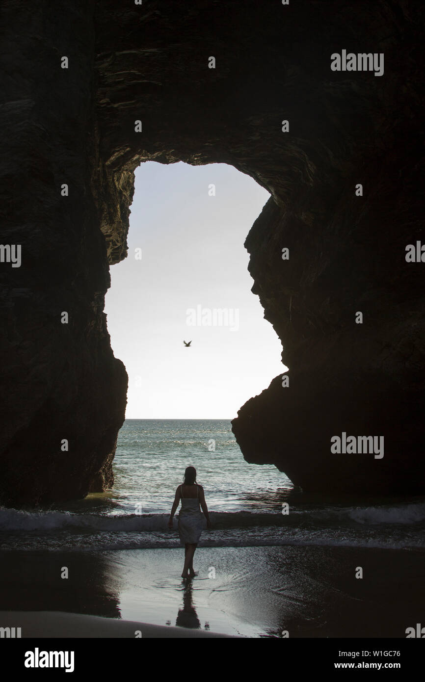 water sea seashore backlit cave Stock Photo - Alamy