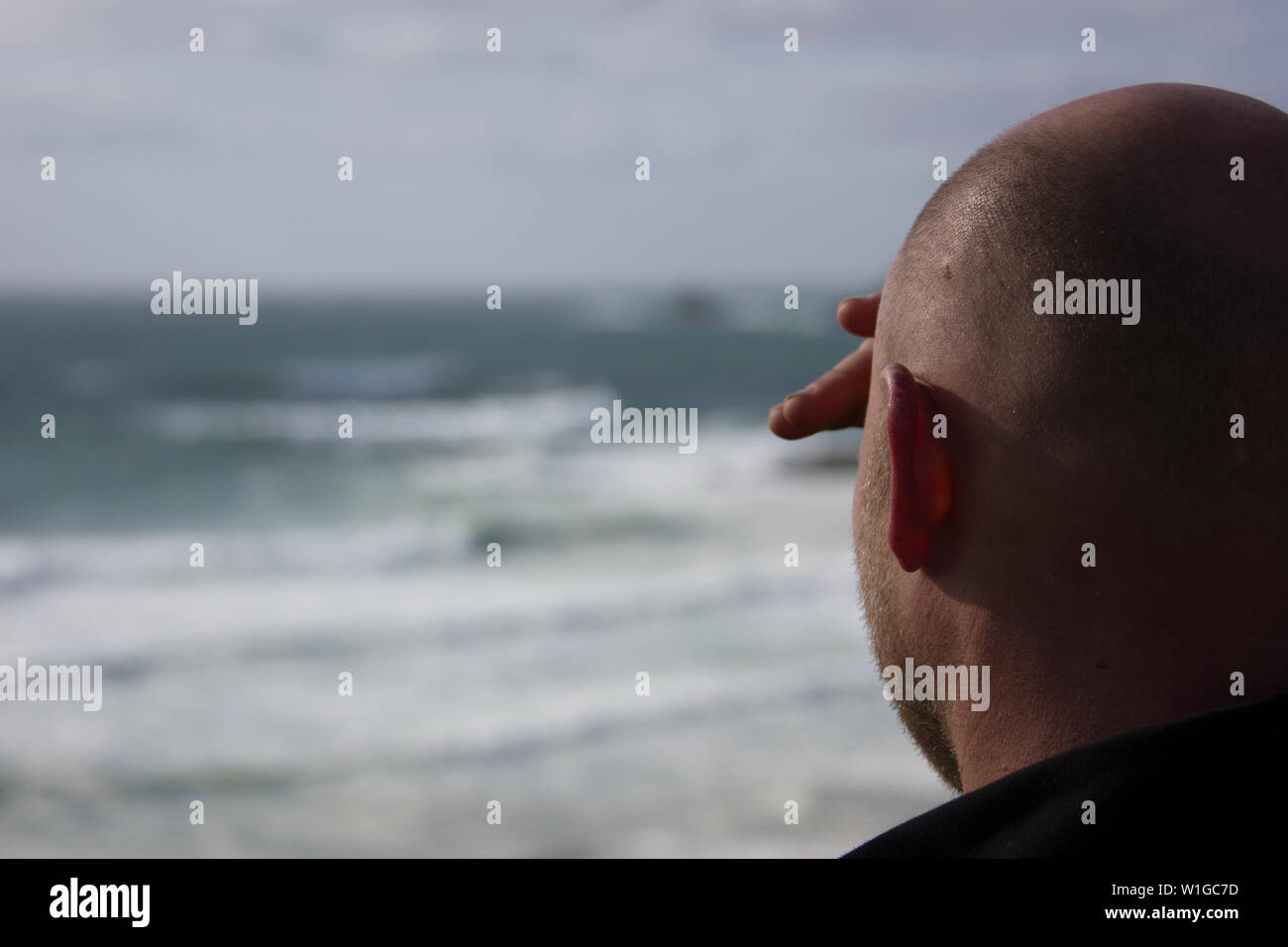 man beach sea outdoors water Stock Photo - Alamy