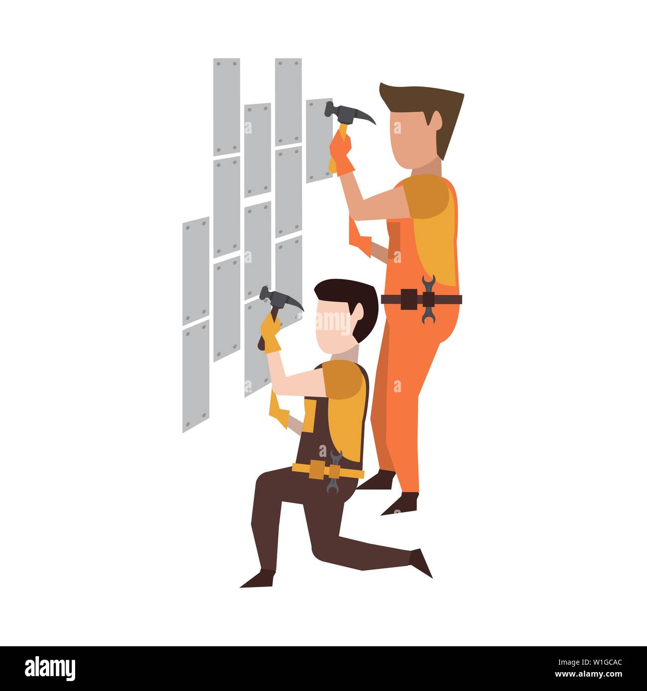 Contruction workers with tools avatar faceless Stock Vector Image & Art ...