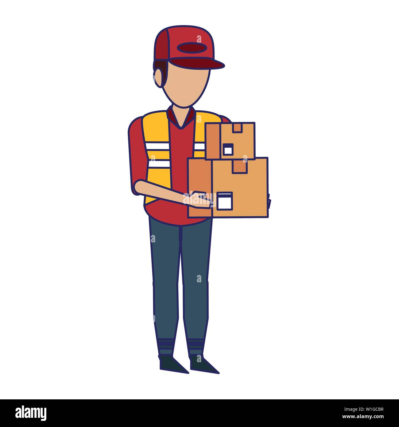 Warehouse worker logistics job concept blue lines Stock Vector Image ...