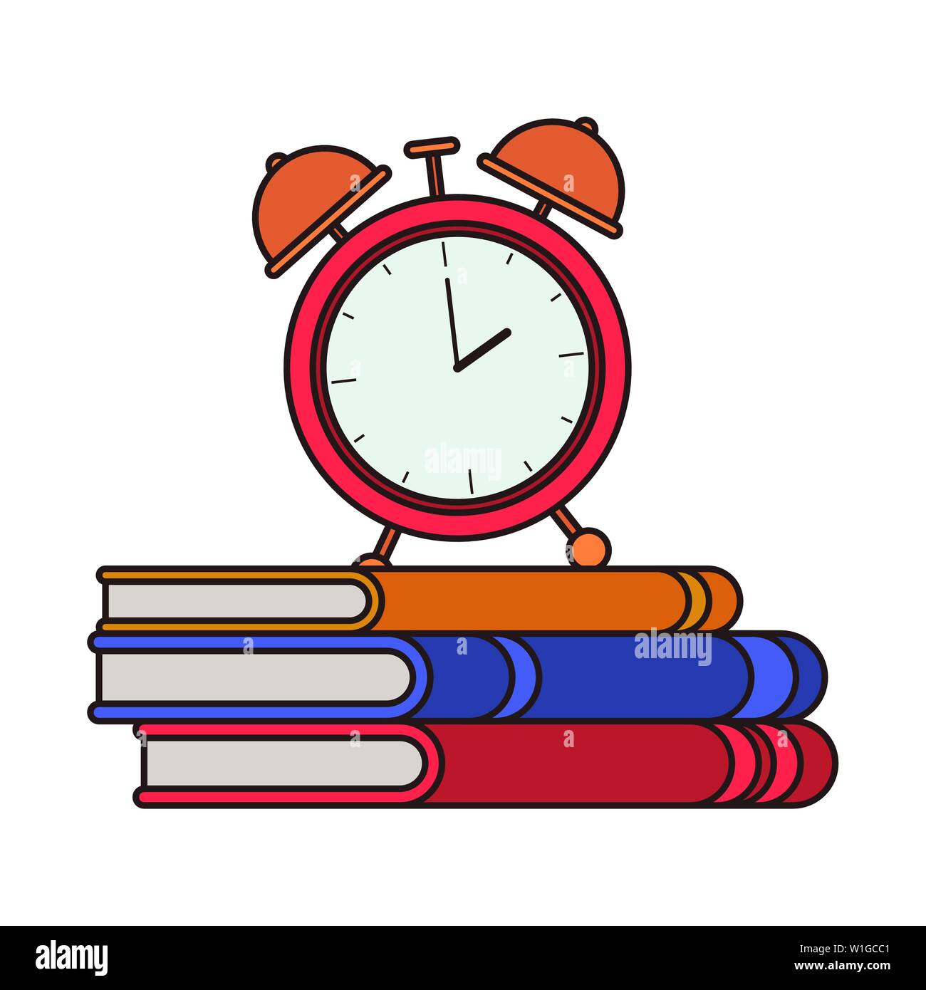 book of school with alarm clock icon Stock Vector Image & Art - Alamy