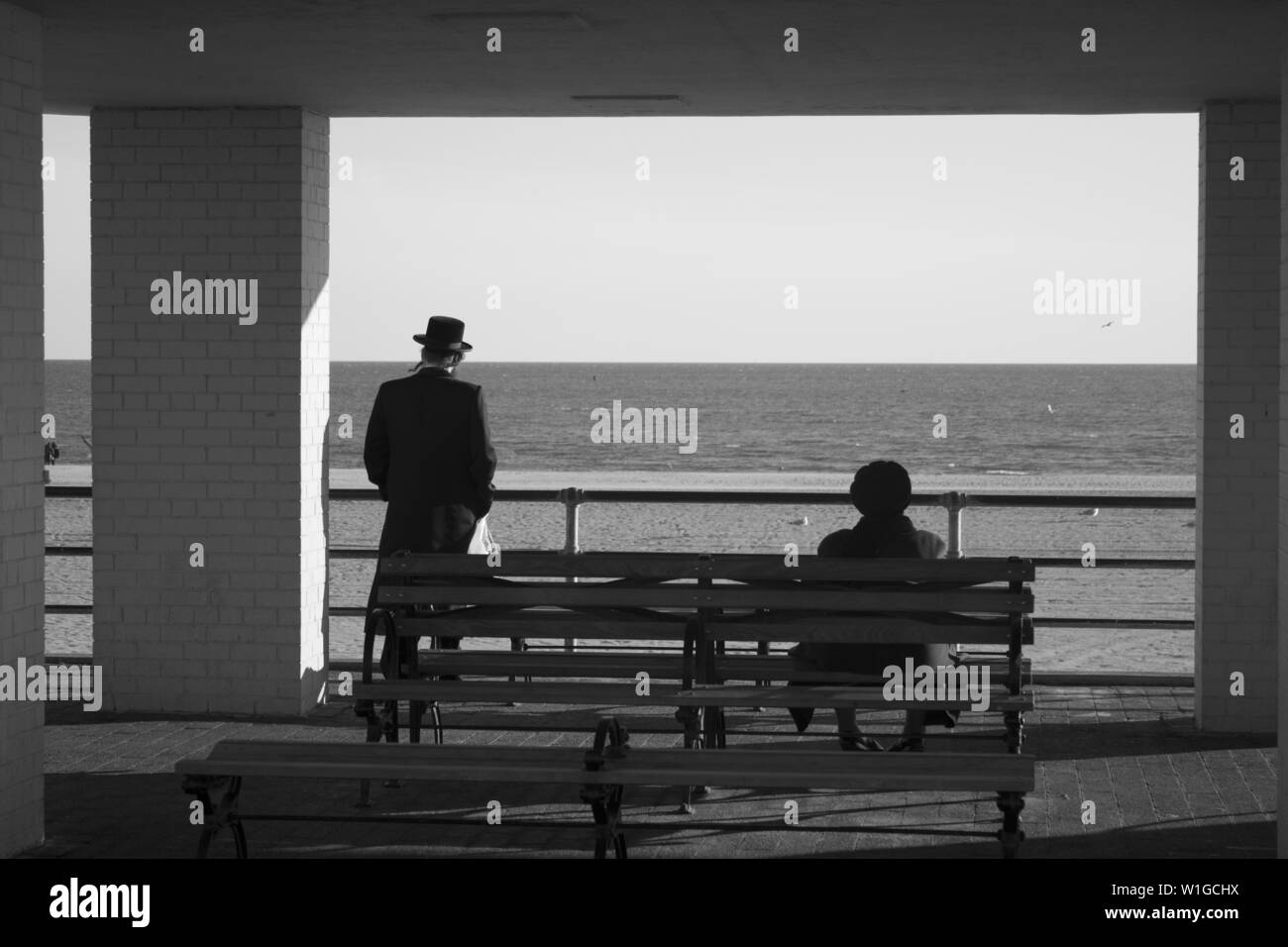 one lake light monochrome man Stock Photo - Alamy