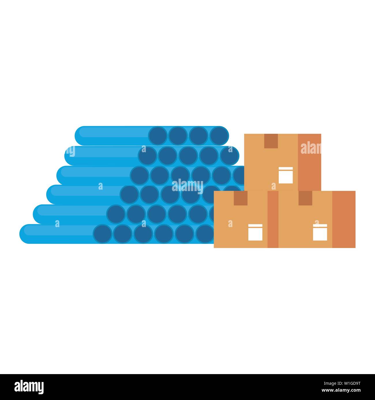 Warehouse pvc pipes and delivery boxes Stock Vector Image & Art - Alamy