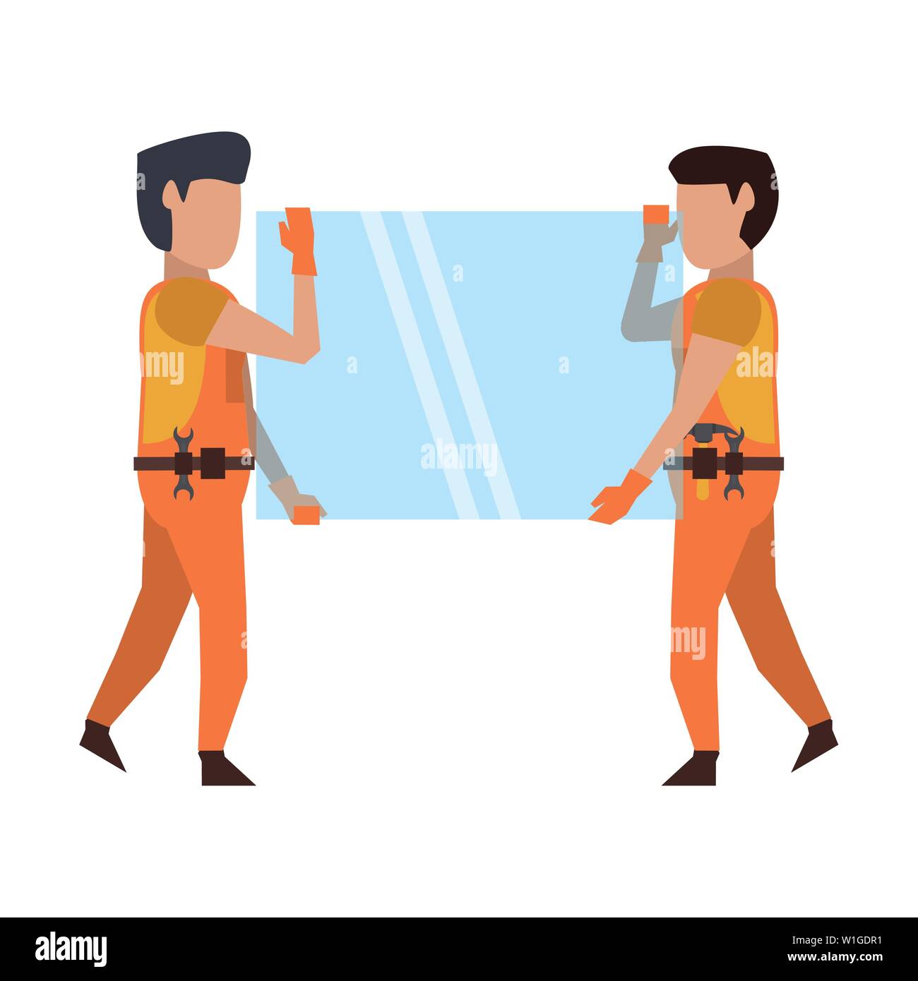 Construction worker holding mirror Stock Vector Image & Art - Alamy