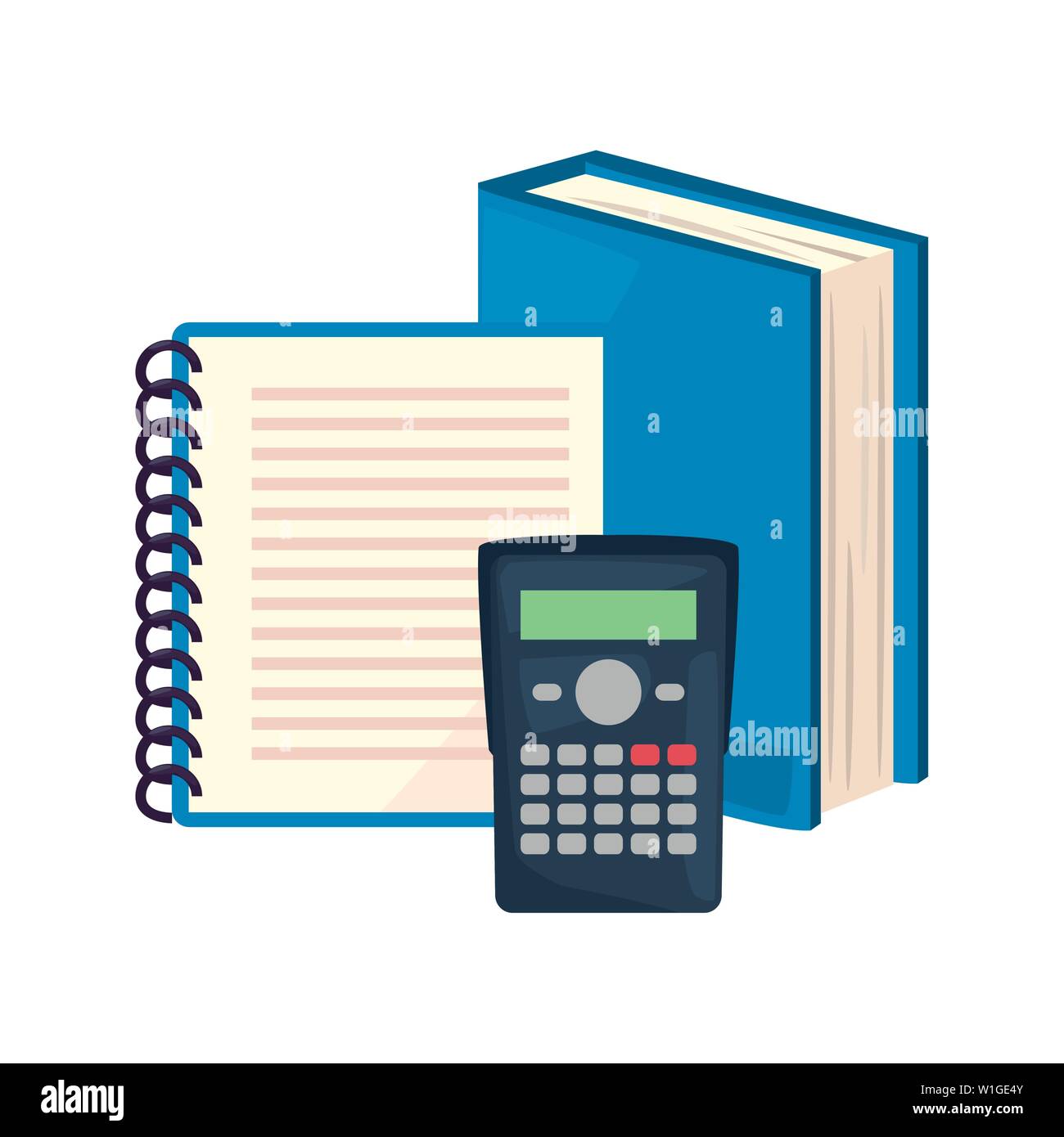 book spiral notebok and calculator back to school vector illustration ...