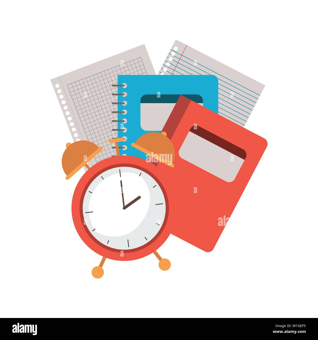 book of school with alarm clock icon Stock Vector Image & Art - Alamy