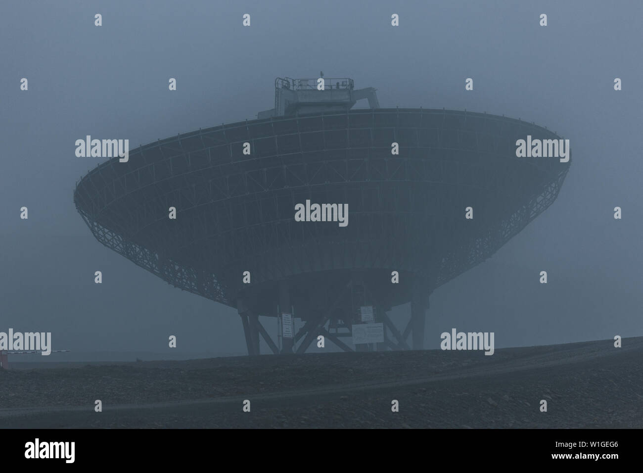 EISCAT Svalbard Radar (ESR) near Longyearbyen suroundet by fog ...