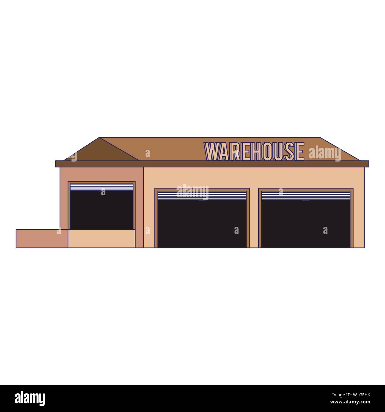 Warehouse storage building empty isolated blue lines Stock Vector Image ...