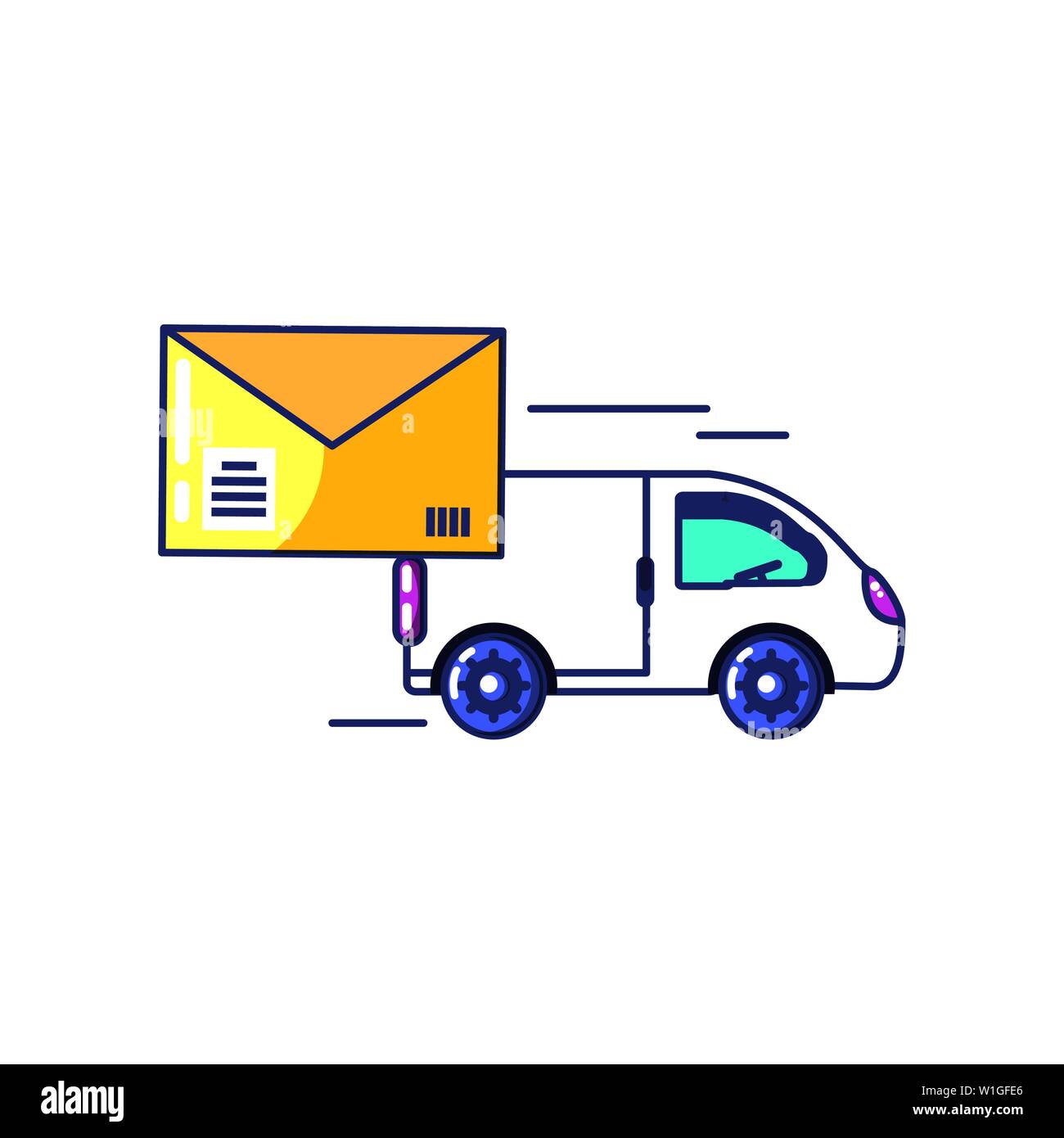 van vehicle transportation with envelope vector illustration design ...