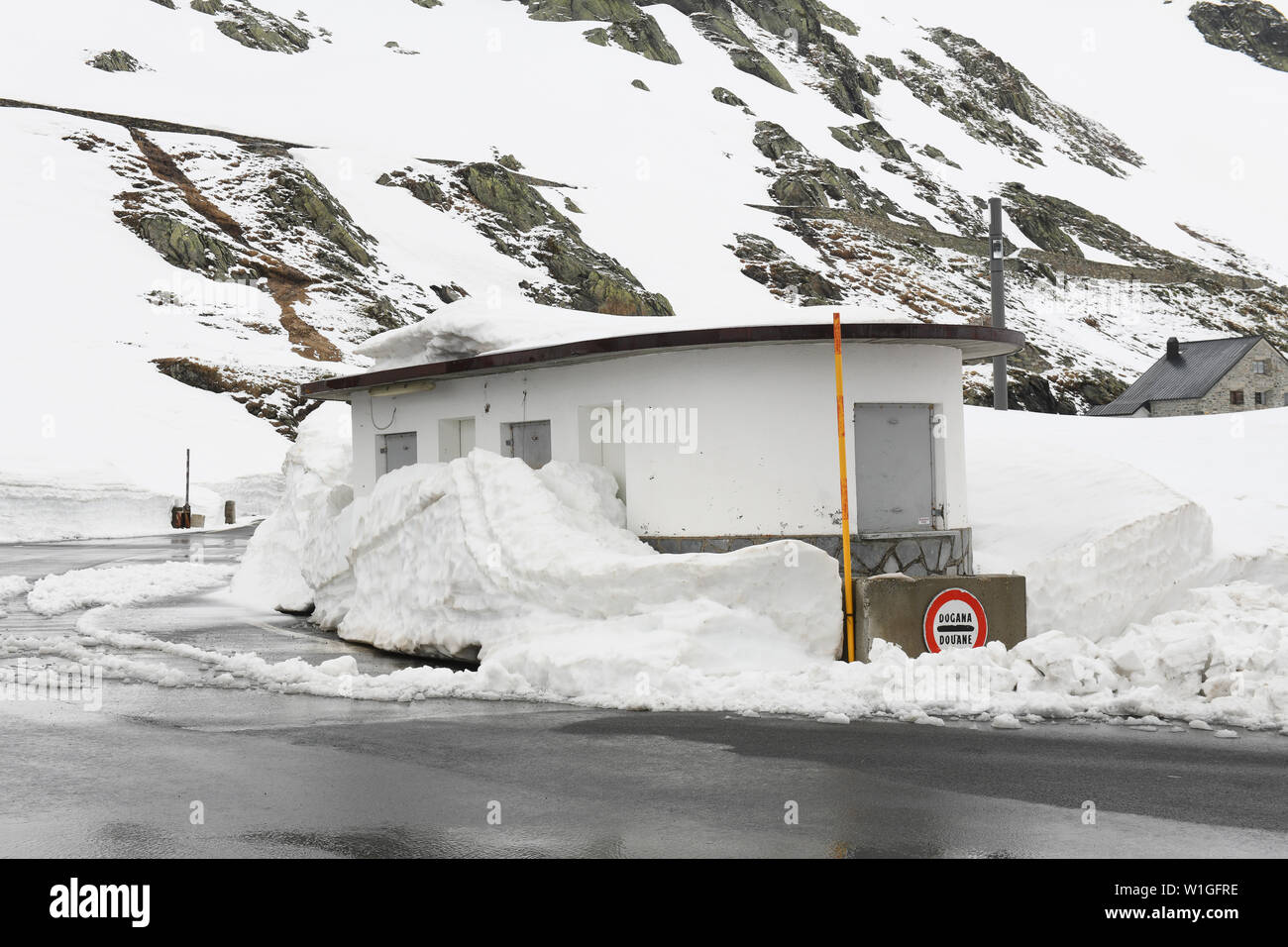 Abandoned border customs post on Great St Bernard Pass on the Italian ...