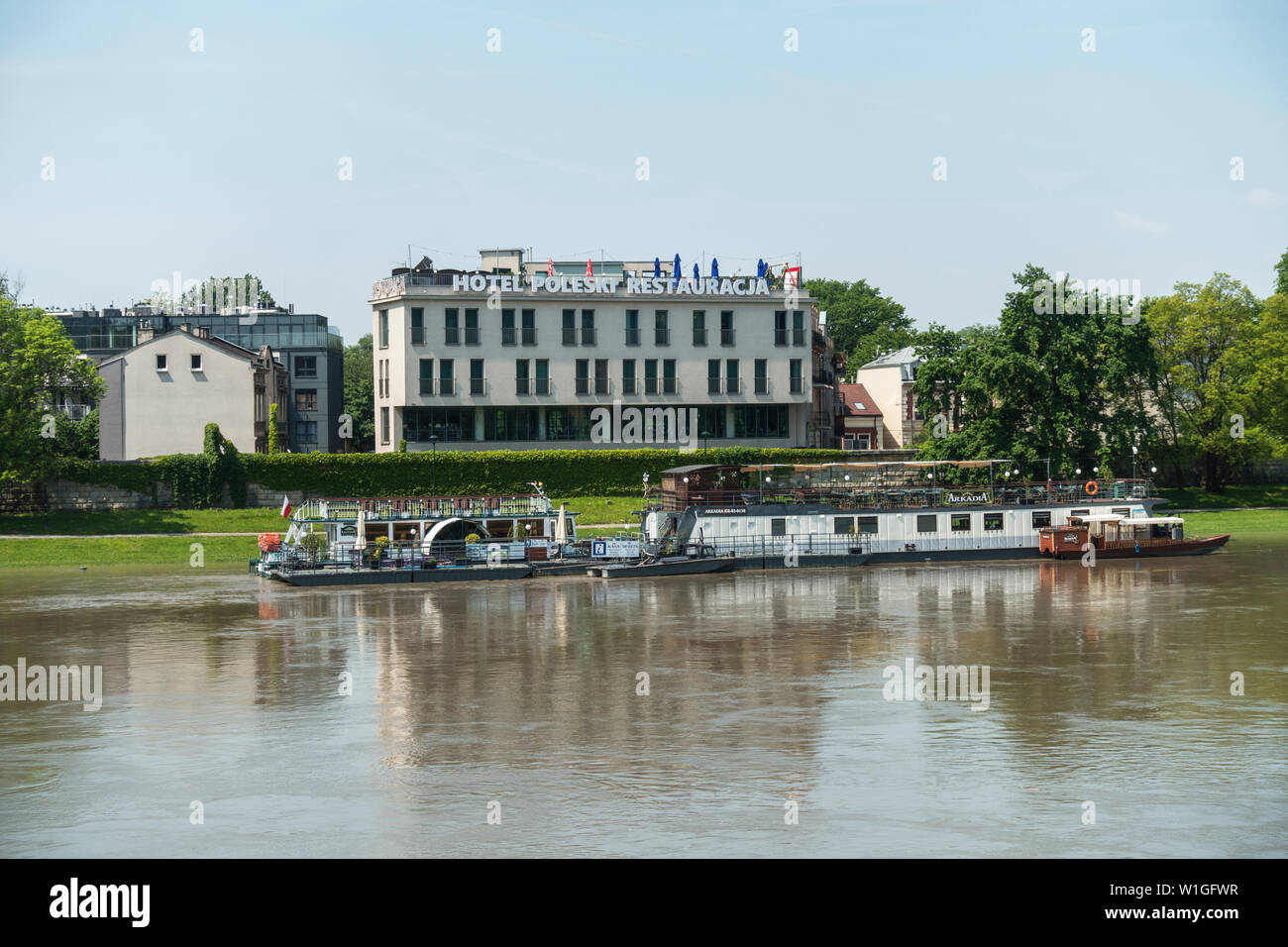 Riverboat Restaurant on The River Vistula, Krakow, Poland, Europe Stock ...
