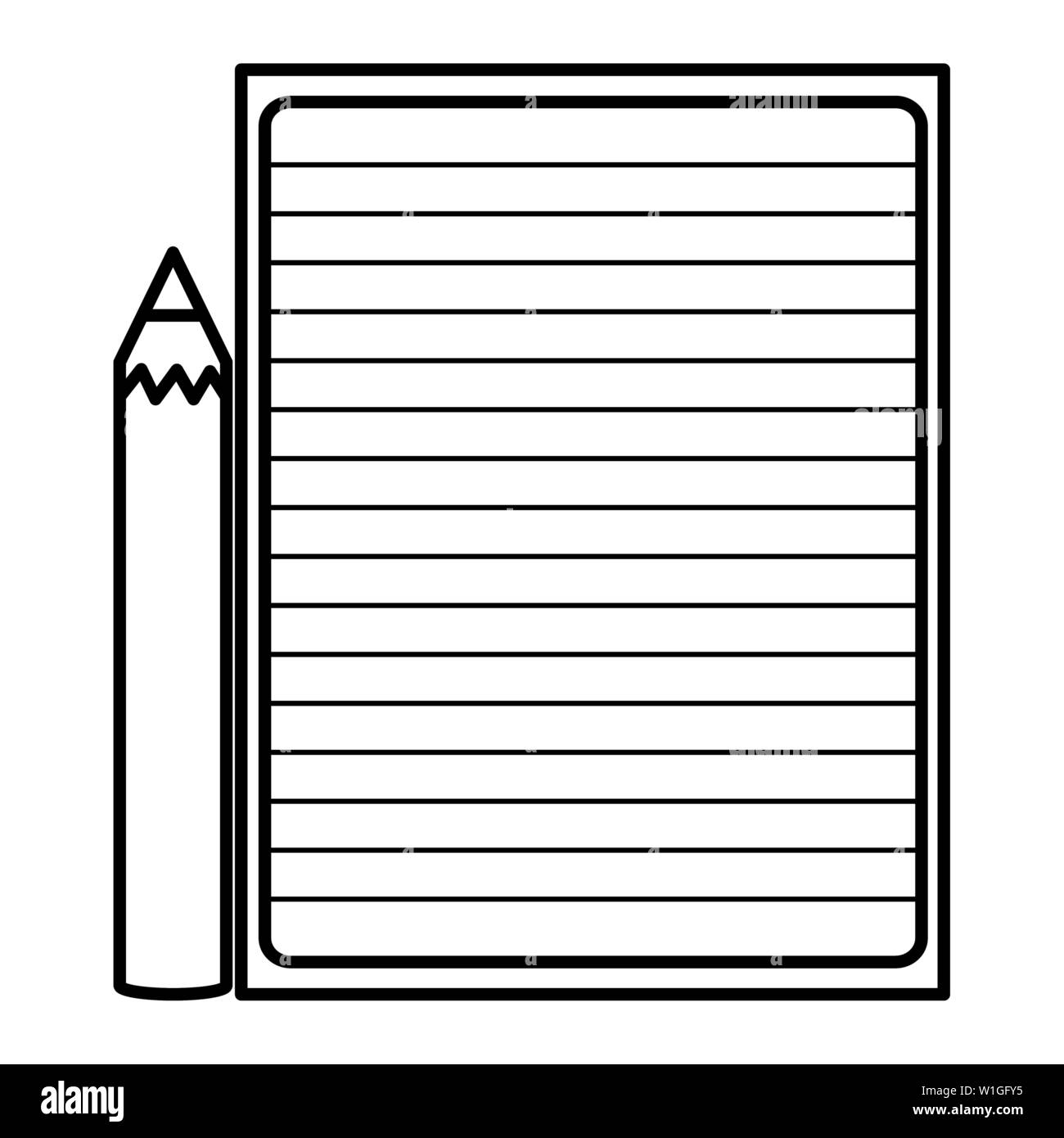 sheet of notebook paper with pencil vector illustration design Stock ...