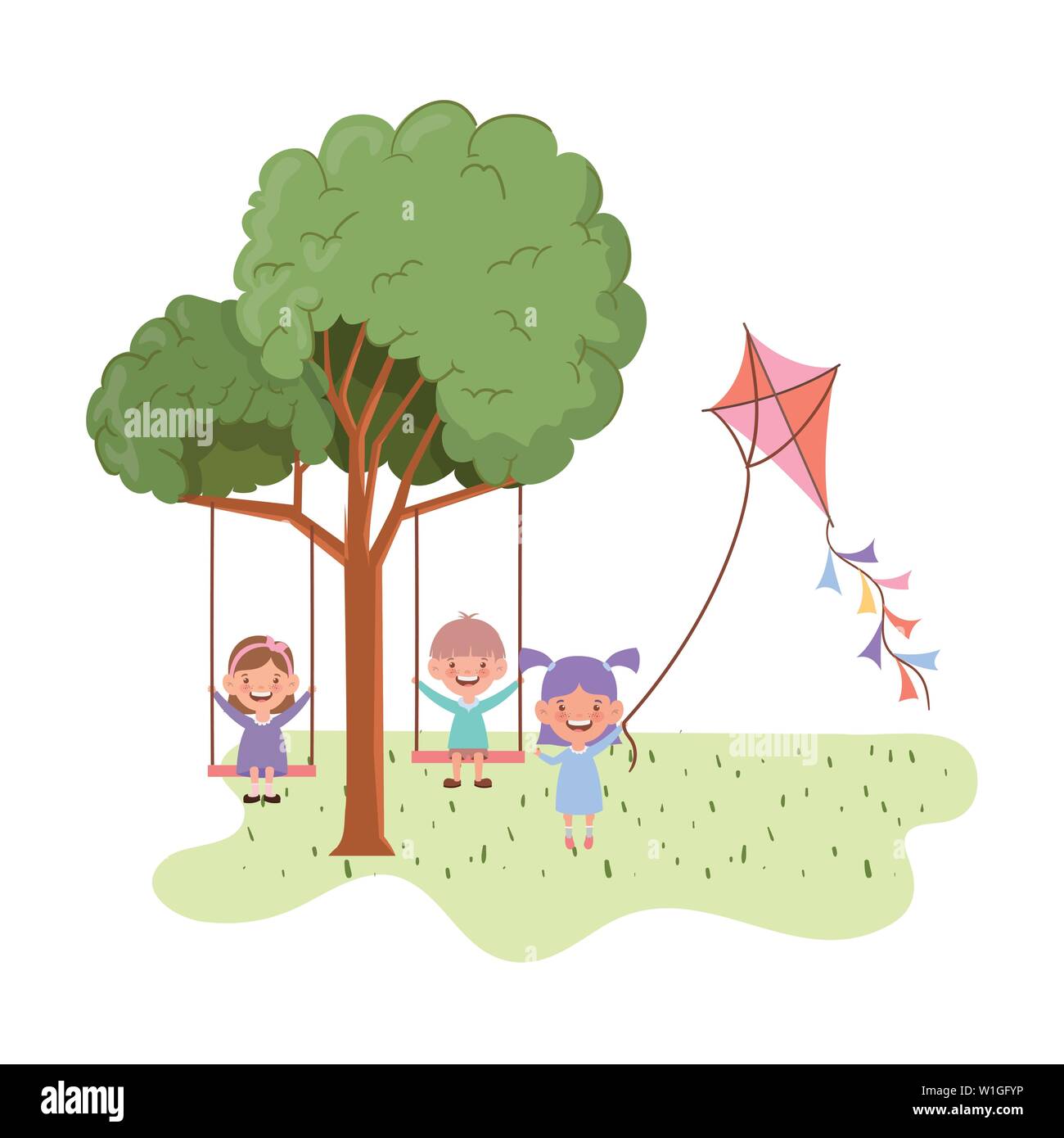 Baby in swing Stock Vector Images - Alamy