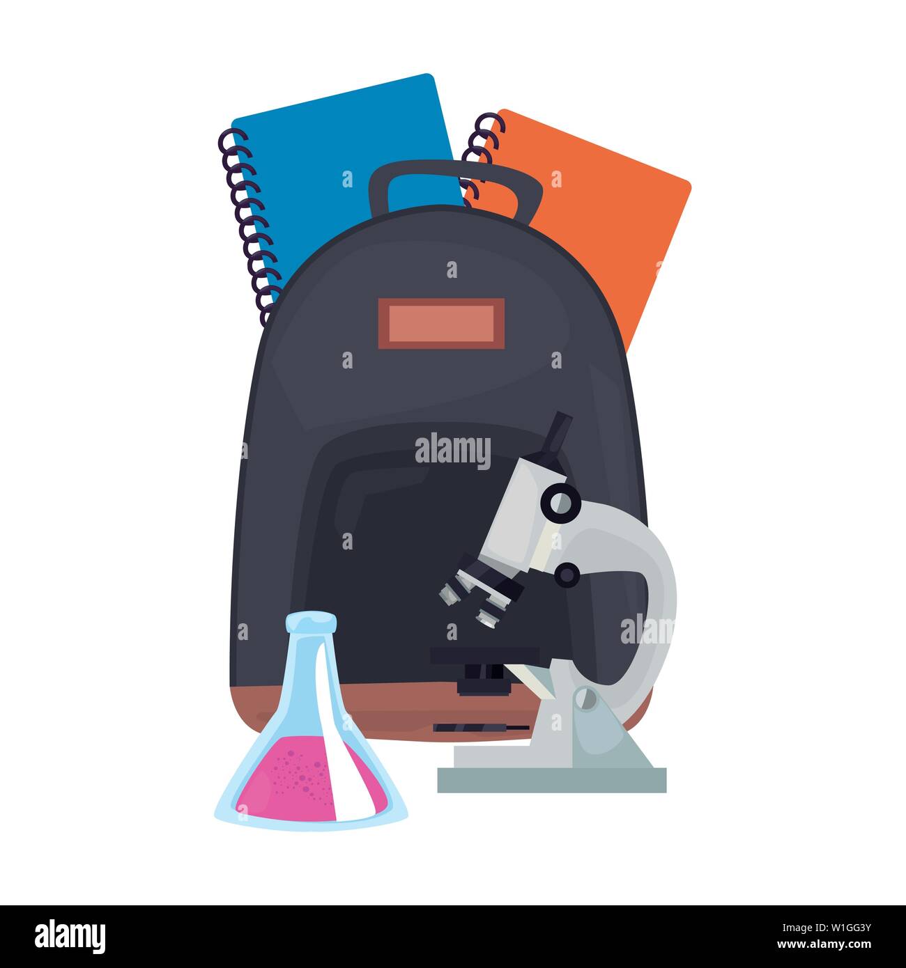 backpack notebooks microscope chemistry flask back to school vector ...