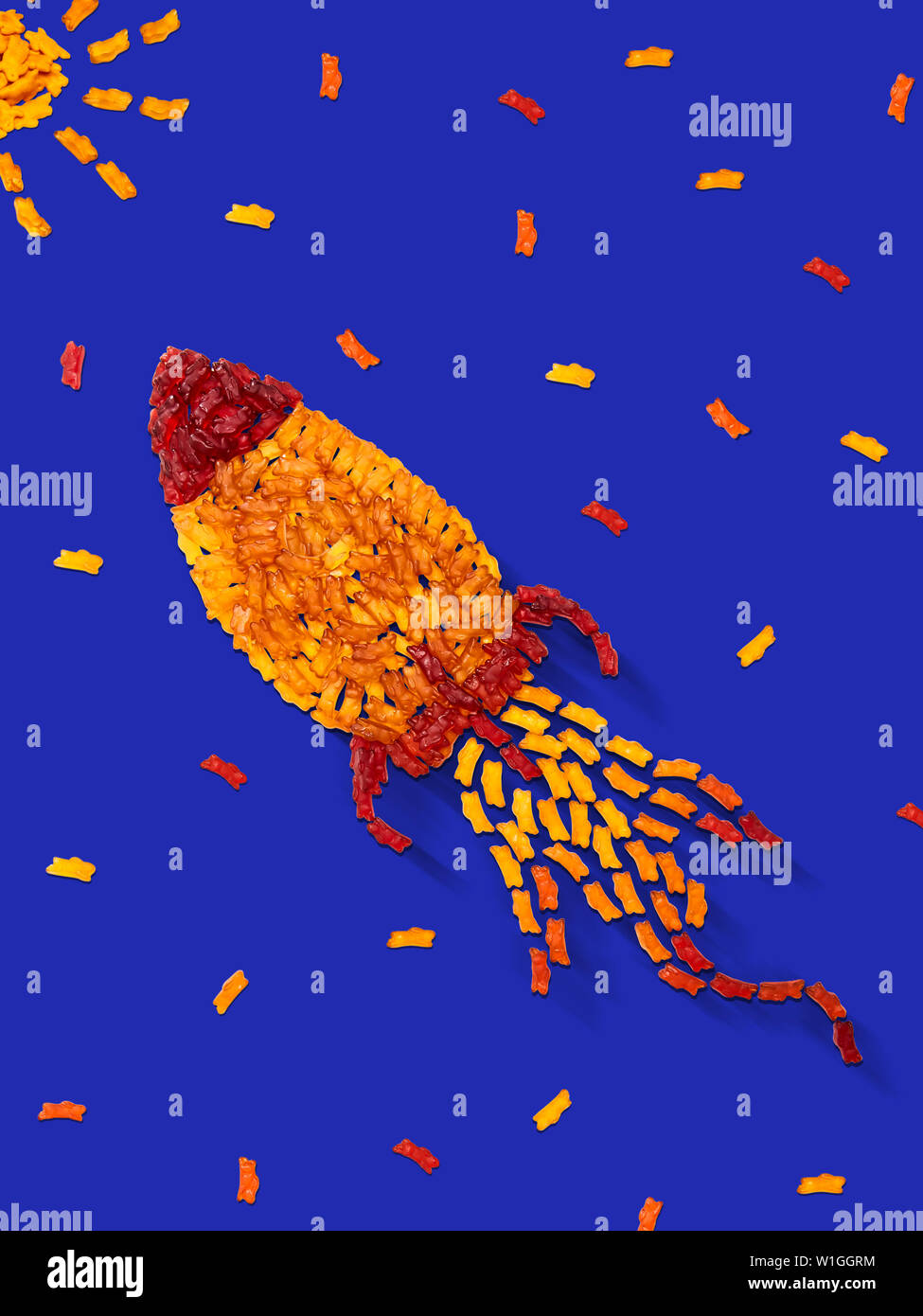 Rocket ship made from fruit snacks Stock Photo - Alamy