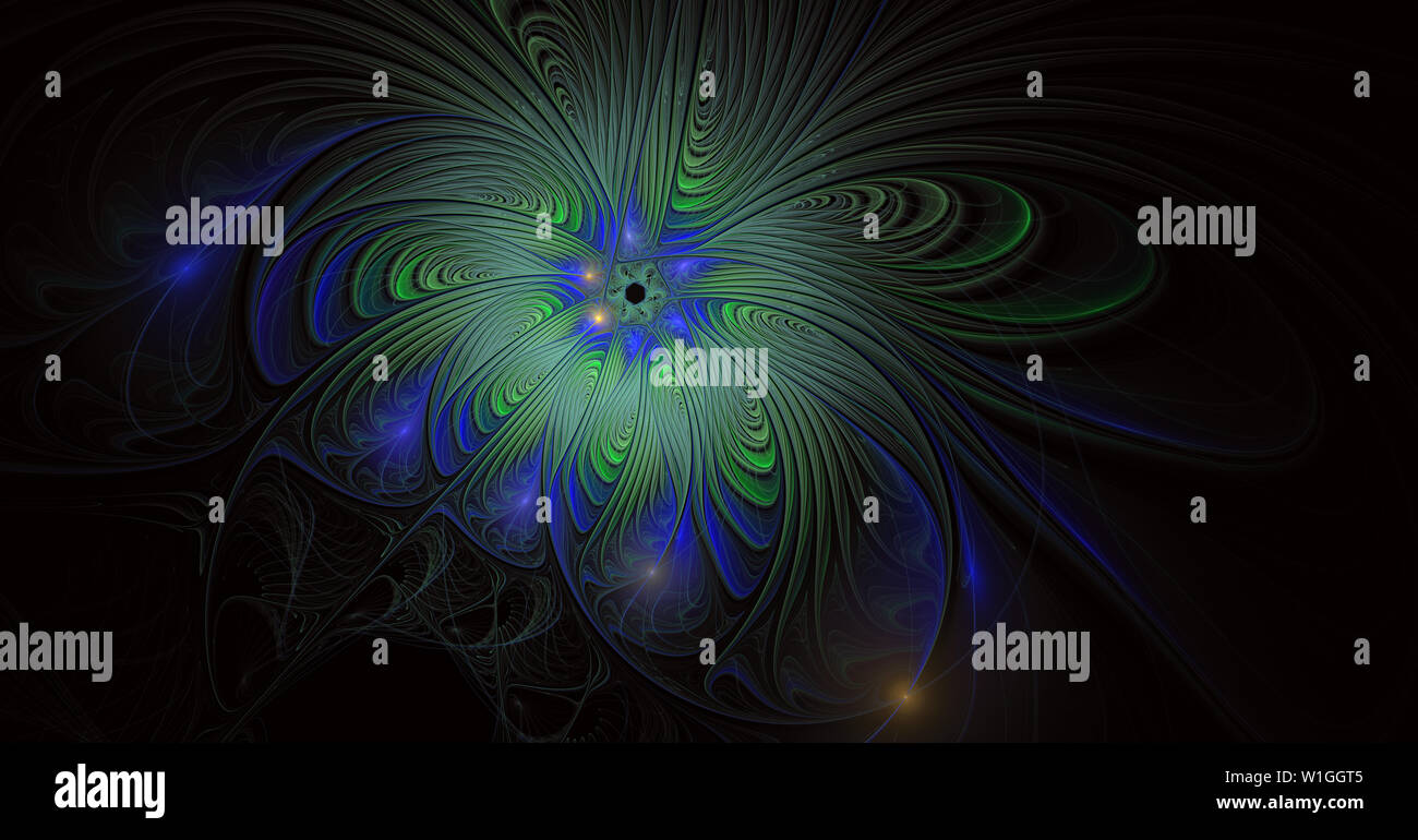 Fabulous fractal pattern in blue. Digital fractal art. Smooth blue ...