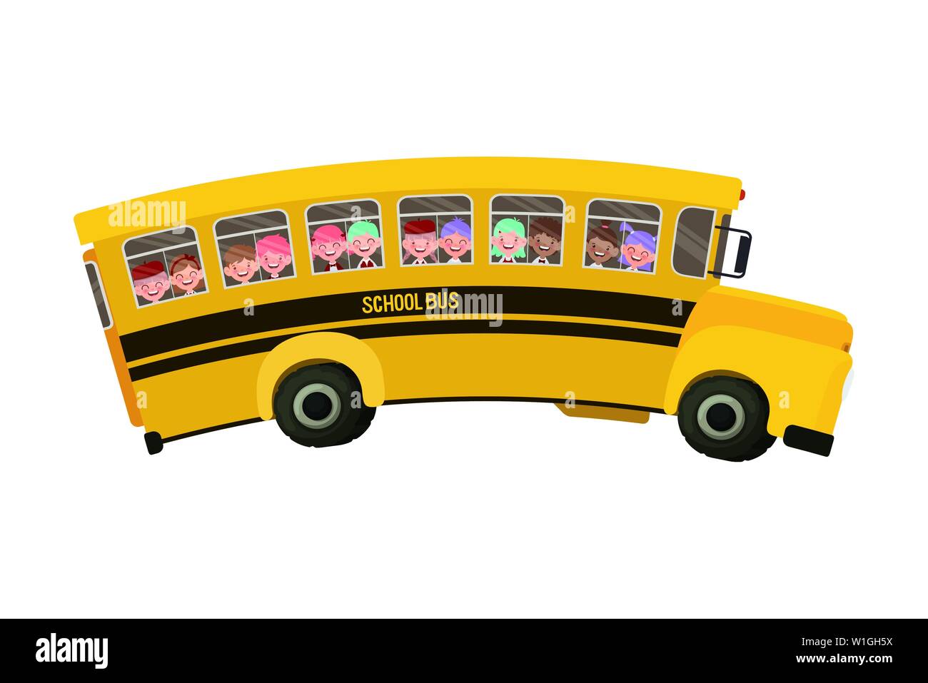 school bus color yellow with students Stock Vector Image & Art - Alamy