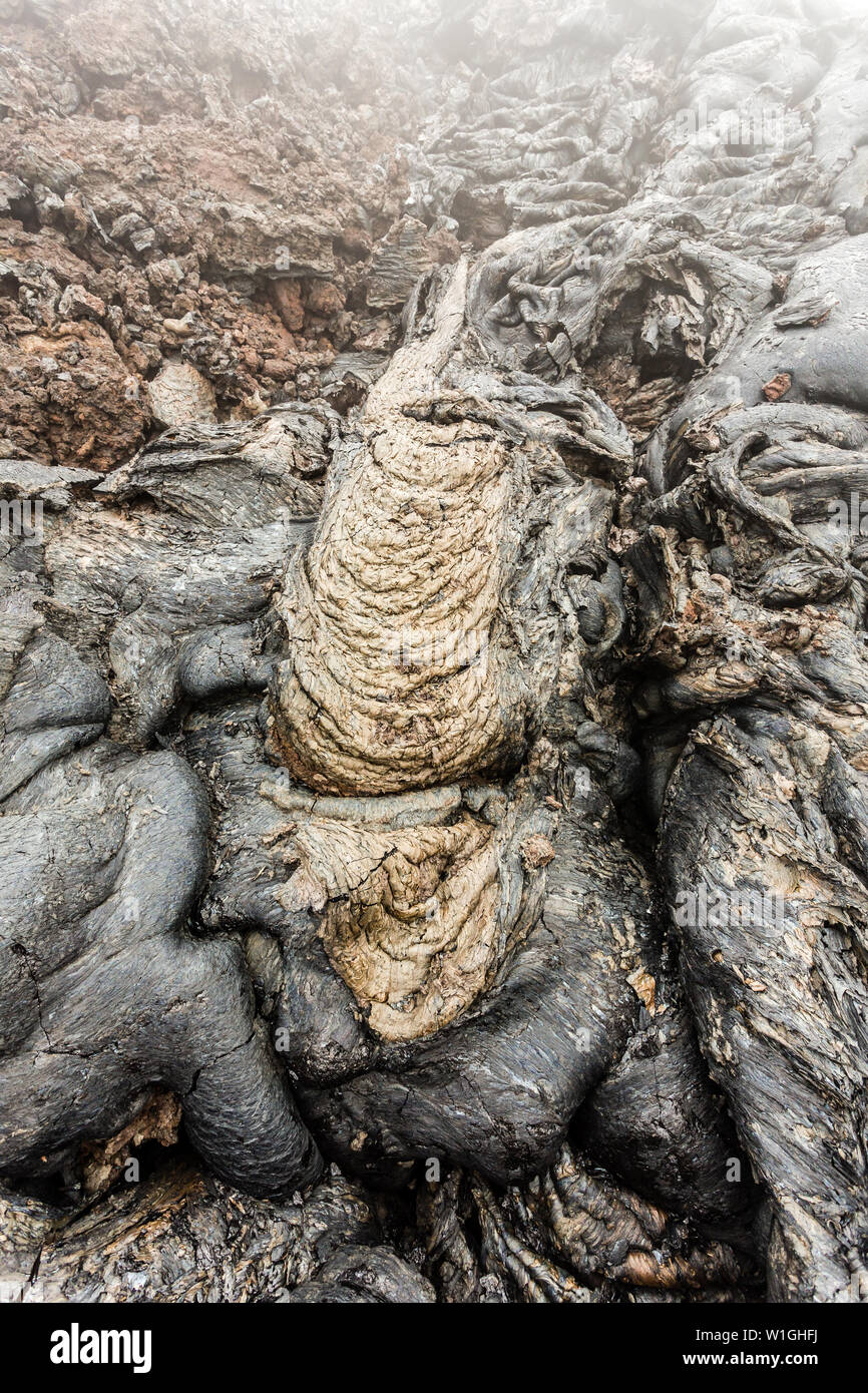 Solid lava flow near active Volcano Tolbachik, Kamchatka Peninsula ...
