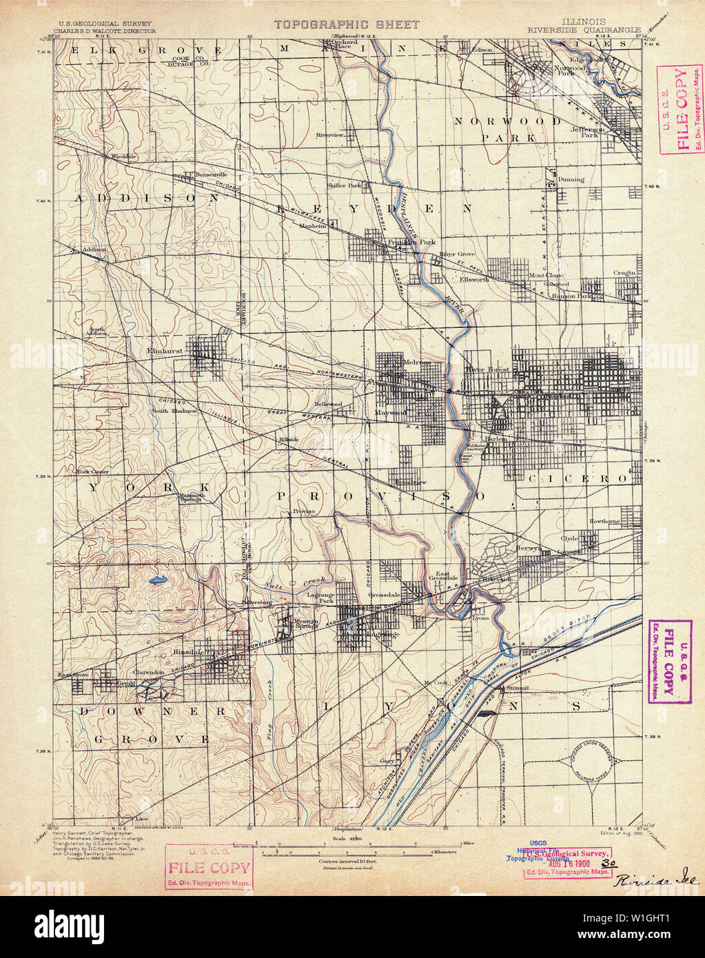 Riverside map illinois hi-res stock photography and images - Alamy