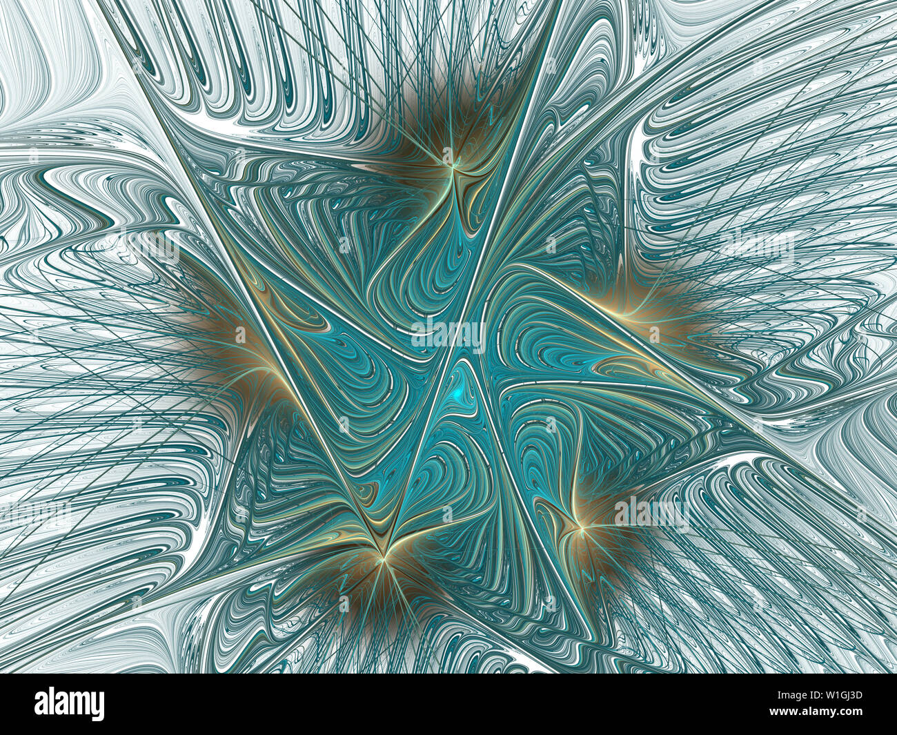 Fabulous fractal pattern in blue. Digital fractal art. Smooth blue ...