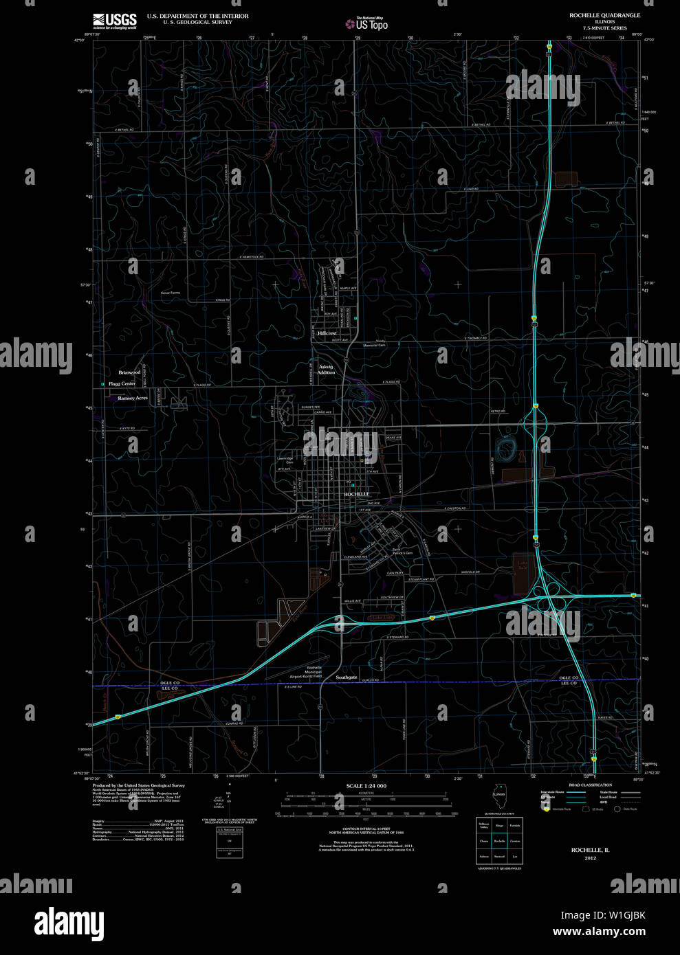 Rochelle illinois map hi-res stock photography and images - Alamy