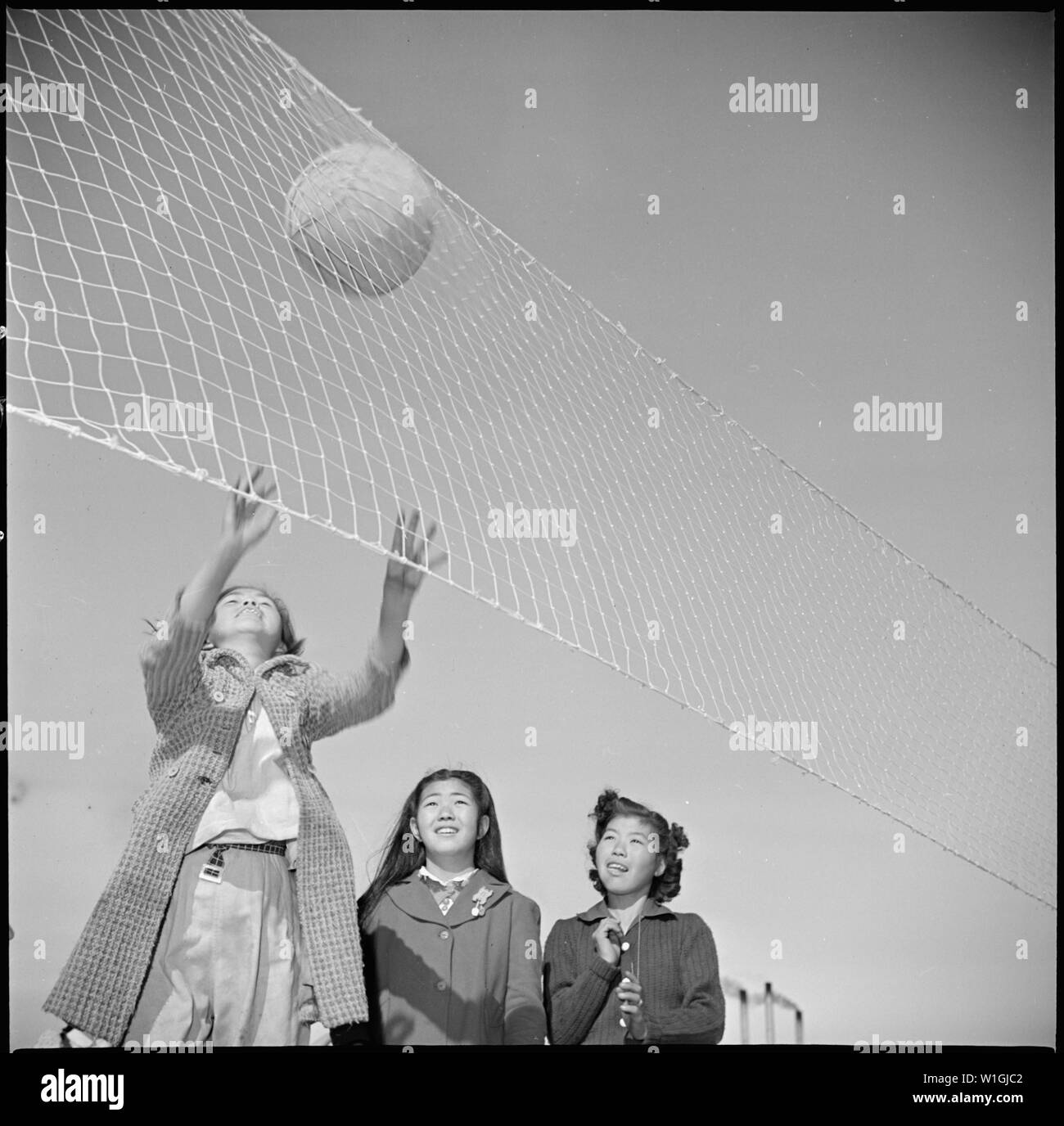 Manzanar Relocation Center, Manzanar, California. Girls from the sixth ...