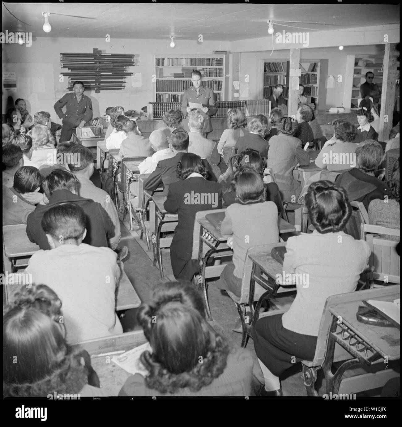 Manzanar Relocation Center, Manzanar, California. In one of the school ...
